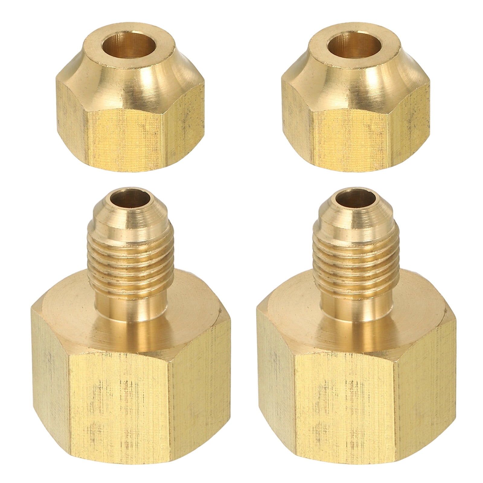 Uxcell Brass Pipe Fitting, 2Pcs 3/8"G Female x 1/4" Flare Male Reducer Adapter SAE 45 Degree ...