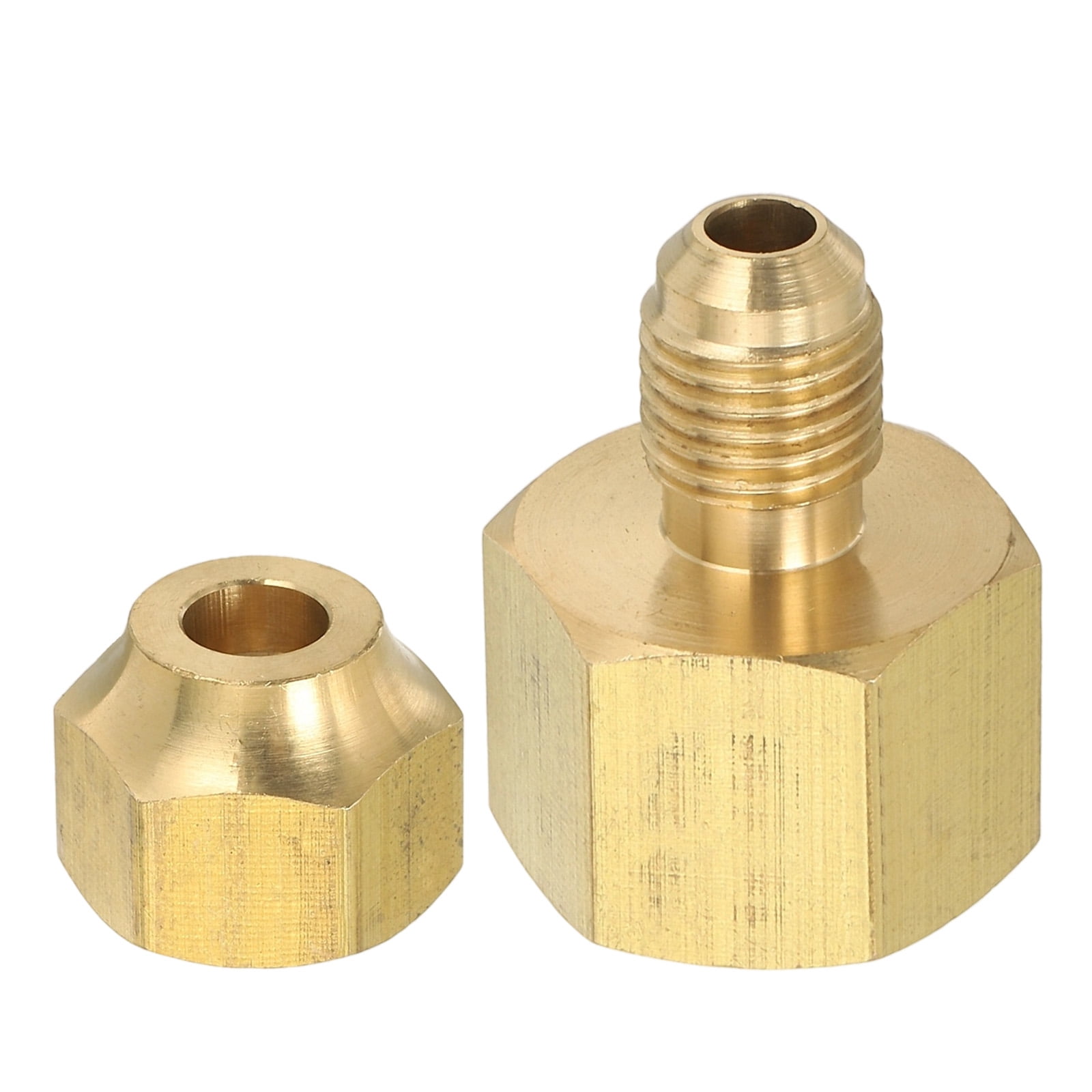 Uxcell Brass Pipe Fitting, 3/8"G Female x 1/4" Flare Male Reducer Adapter SAE 45 Degree Brass ...