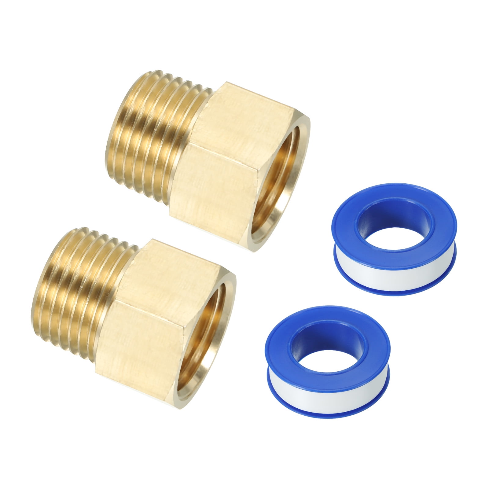 Uxcell Brass Pipe Fitting Hex Bushing with Sealing Tape,1/2" NPT Male ...
