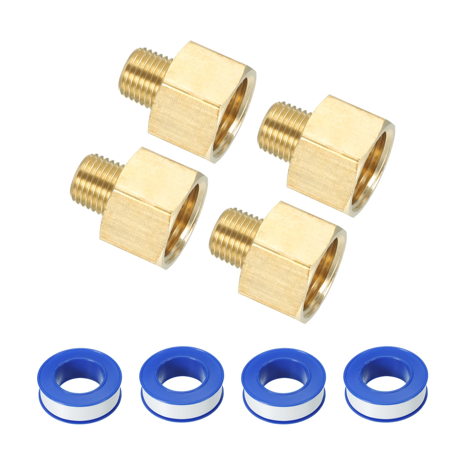 Uxcell Brass Pipe Fitting Hex Bushing with Sealing Tape,1/2" NPT Male ...