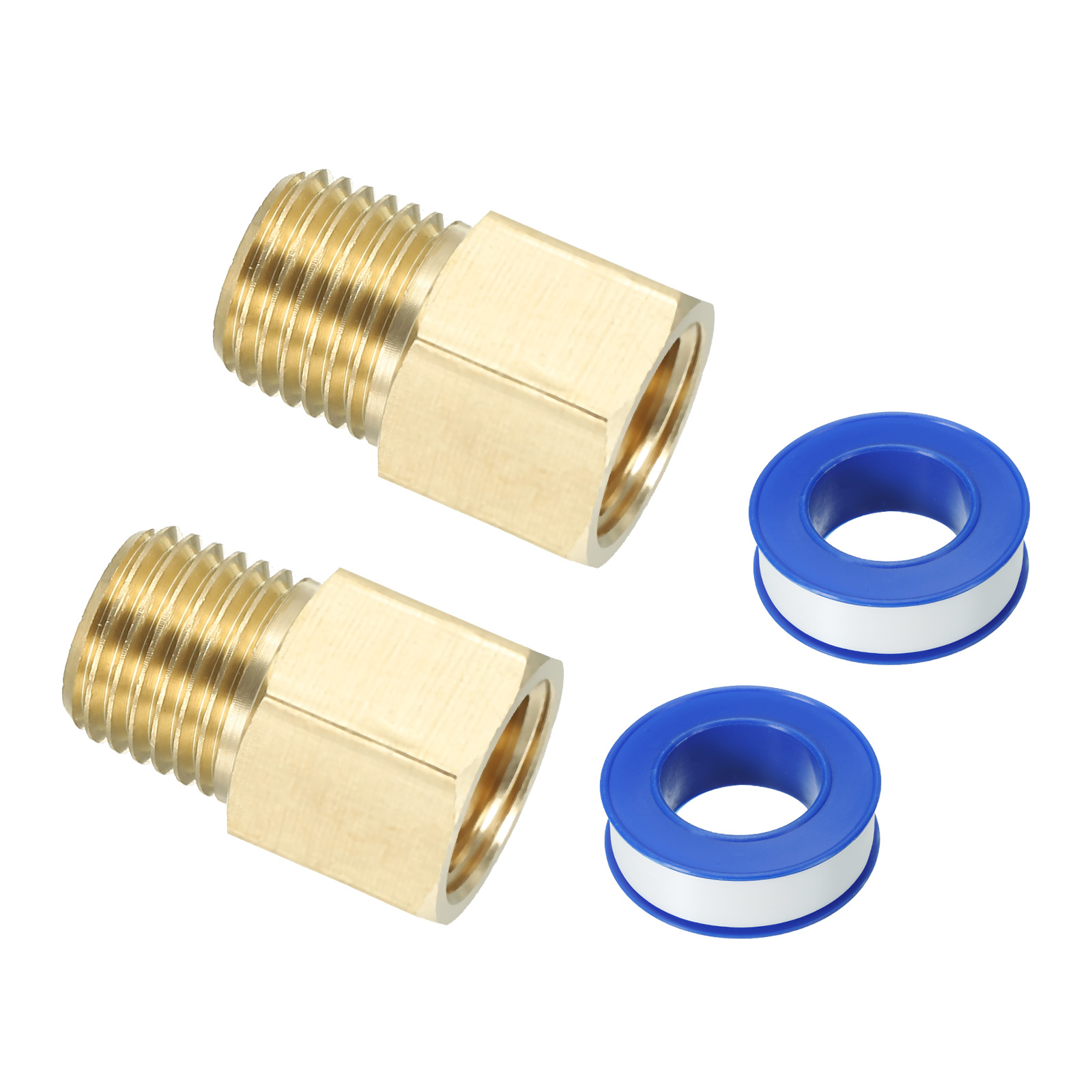 Uxcell Brass Pipe Fitting Hex Bushing with Sealing Tape,1/4" NPT Male ...