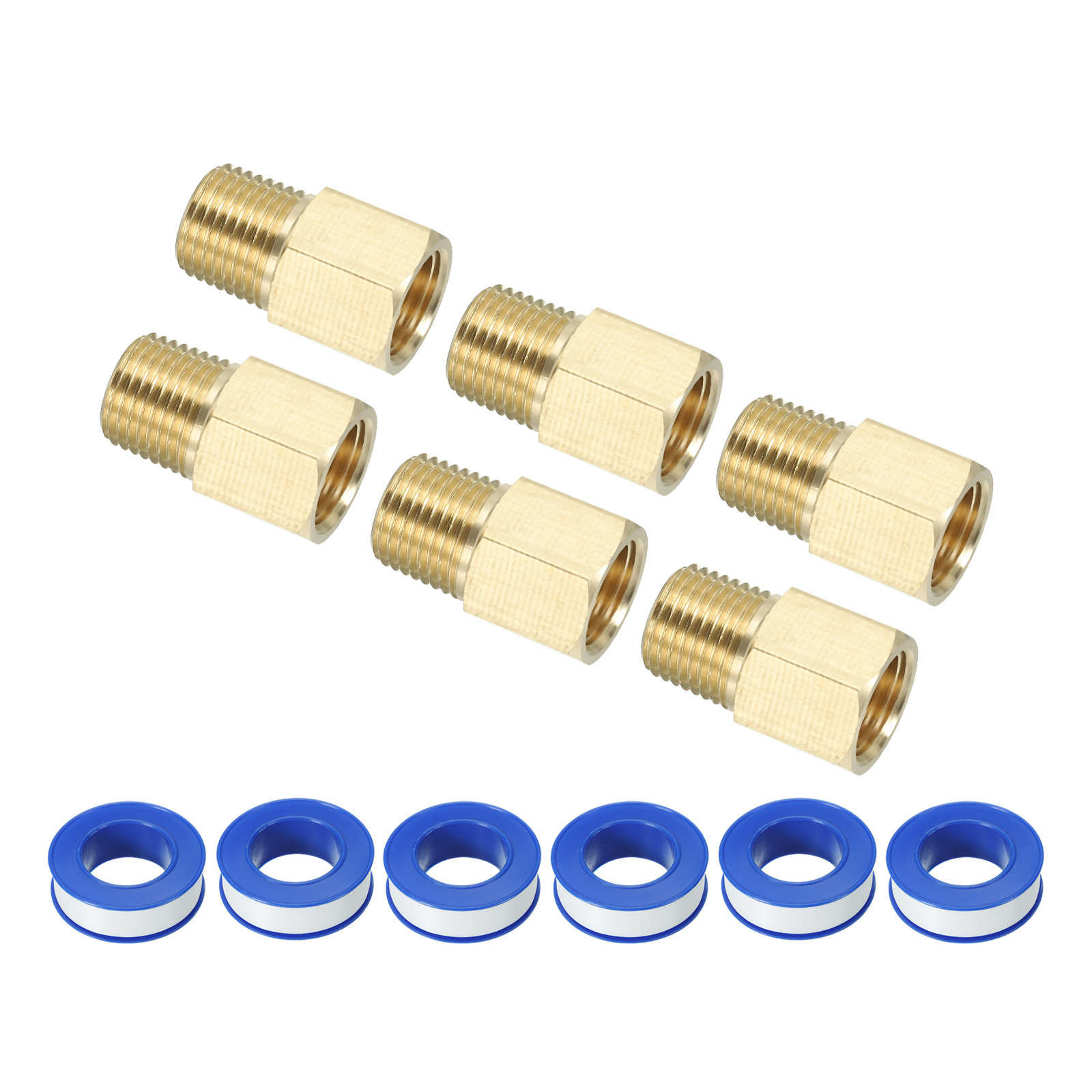 Uxcell Brass Pipe Fitting Hex Bushing with Sealing Tape,1/8" NPT Male ...