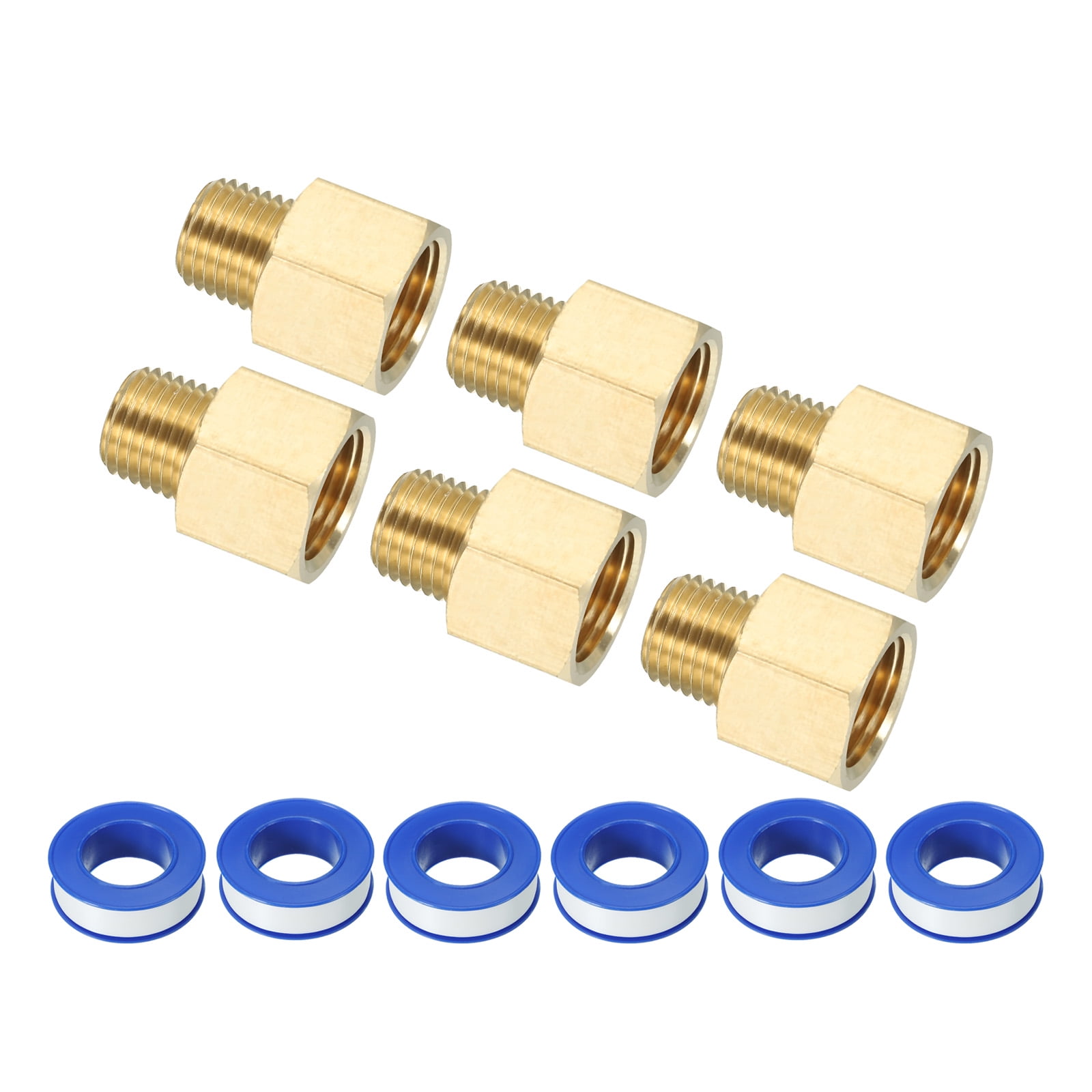 Uxcell Brass Pipe Fitting Hex Bushing with Sealing Tape,3/8" NPT Male ...