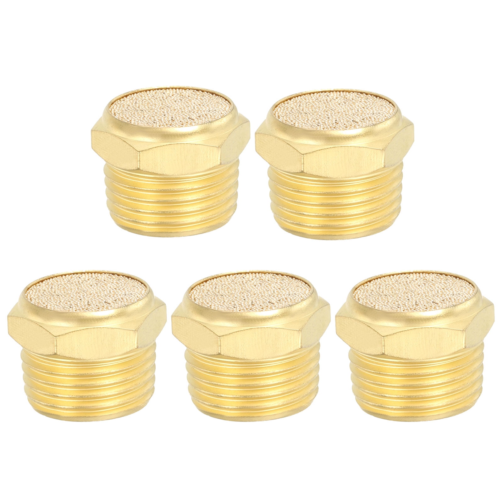 Uxcell Brass Pneumatic Exhaust Muffler, 1/2" NPT Flat Sintered Filter ...