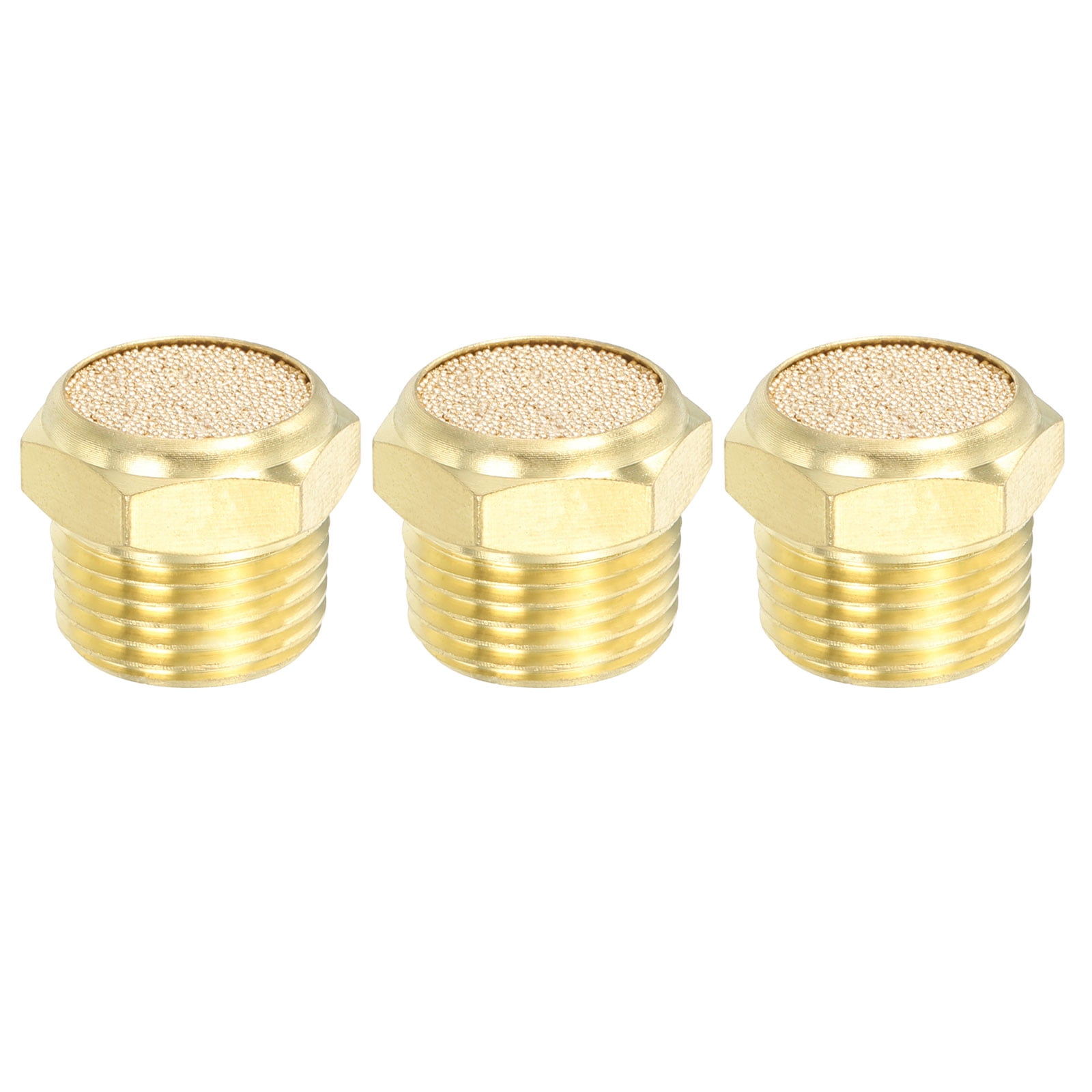 Uxcell Brass Pneumatic Exhaust Muffler, 3/8" NPT Flat Sintered Filter ...