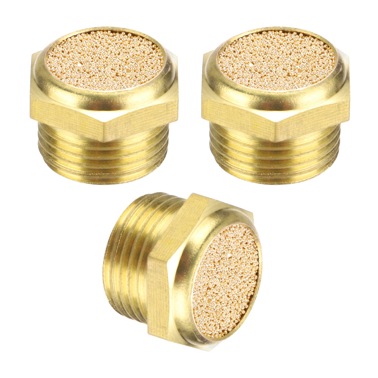 Uxcell Brass Pneumatic Exhaust Muffler G 3/8 Sintered Bronze Air ...