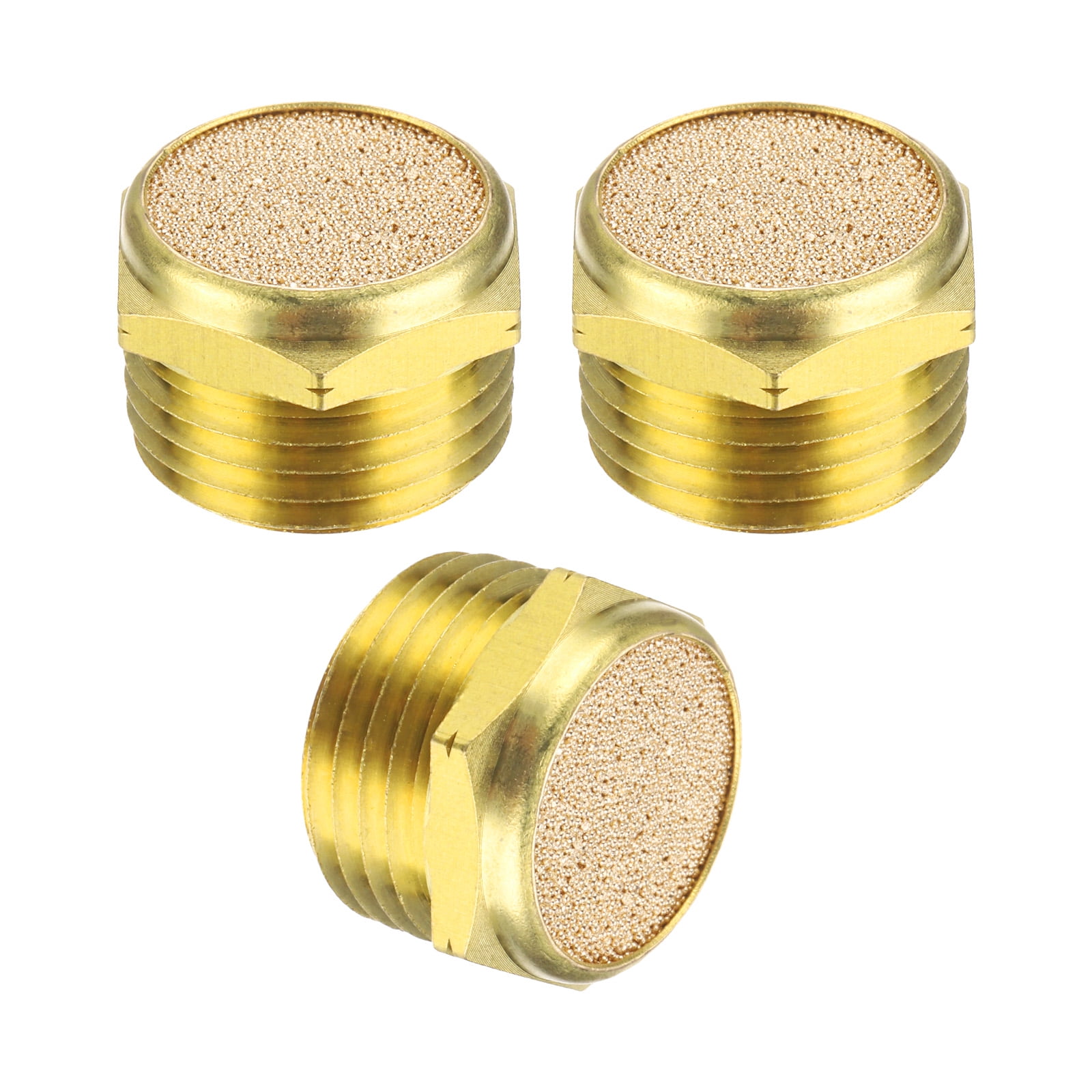 Uxcell Brass Pneumatic Exhaust Muffler NPT 1/2 Sintered Bronze Air ...