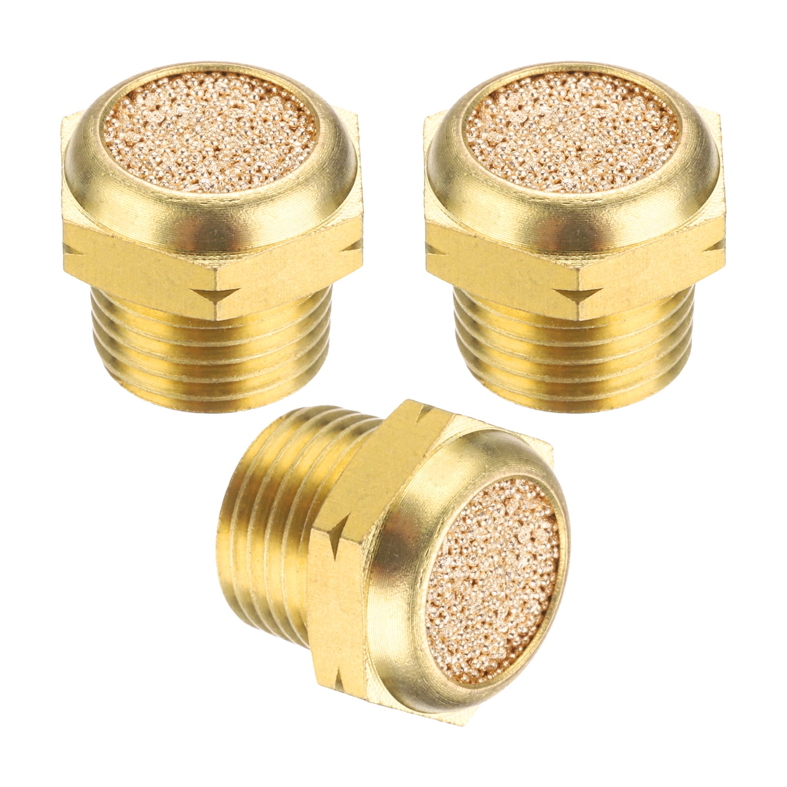 Uxcell Brass Pneumatic Exhaust Muffler NPT 1/8 Sintered Bronze Air ...