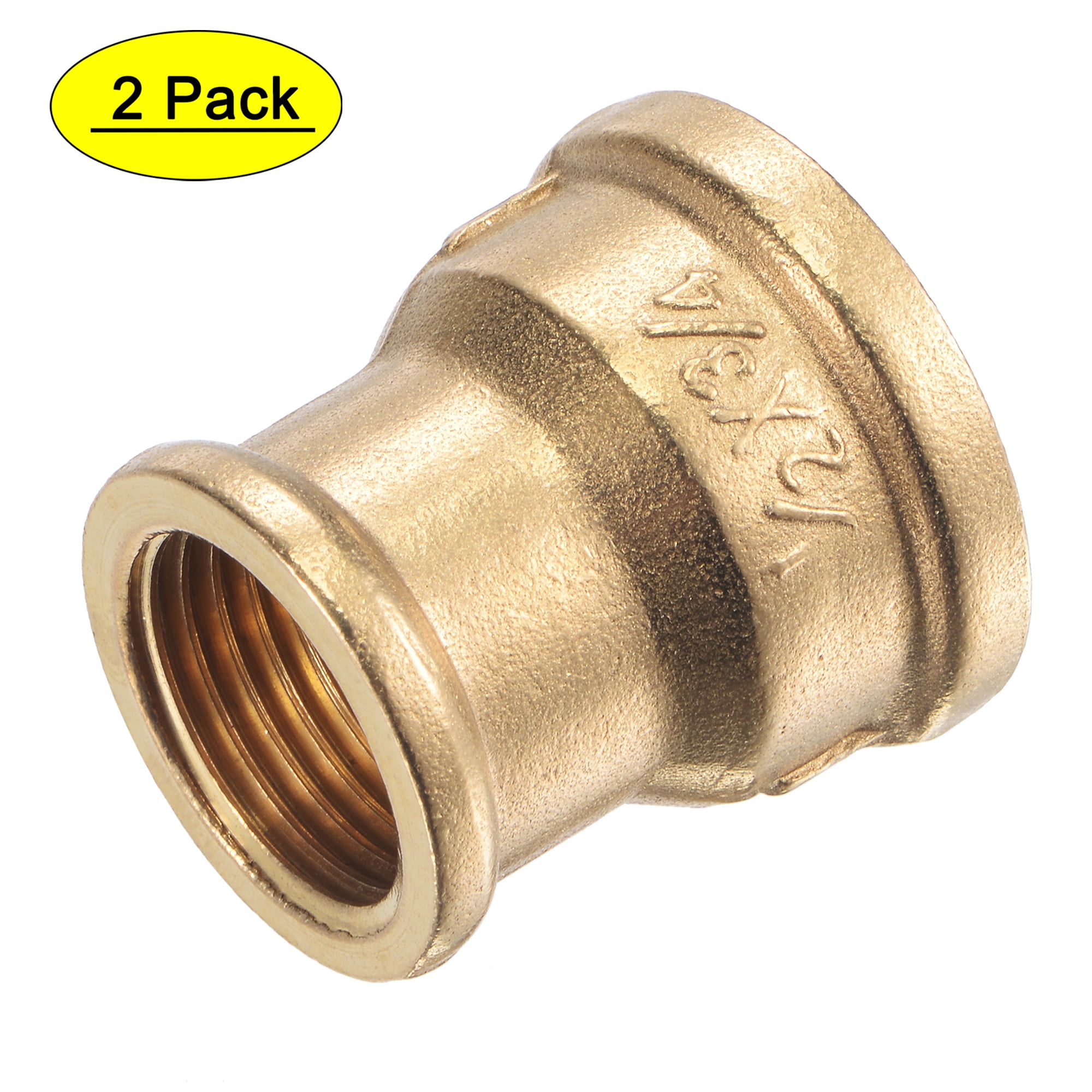 Uxcell Brass Reducer Pipe Fittings Female Thread Coupling Connector Adapter G3/4 x G1/2 ...
