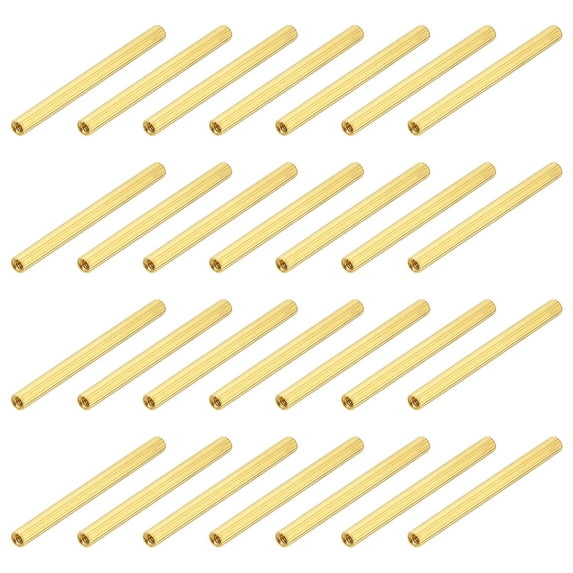 Uxcell Brass Round Coupling Nuts, M2x40mm Female Thread Hexagonal ...
