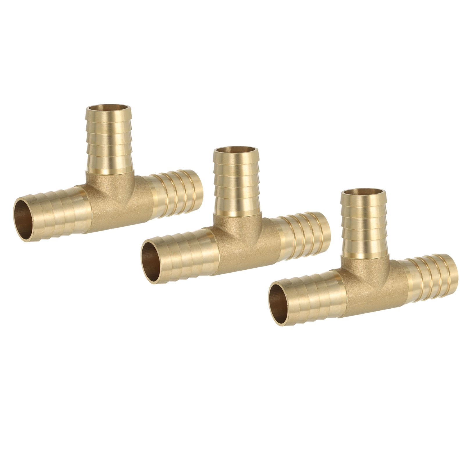 Uxcell Brass Tee Hose Barb Fitting, 3 Ways Union Intersection T Shape ...