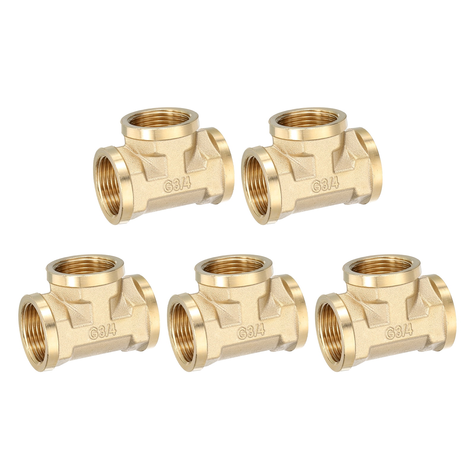 Uxcell Brass Tee Pipe Fitting, G3/4"(Female x Female x Female) 3 Way T-Connector 5pcs - Walmart.com
