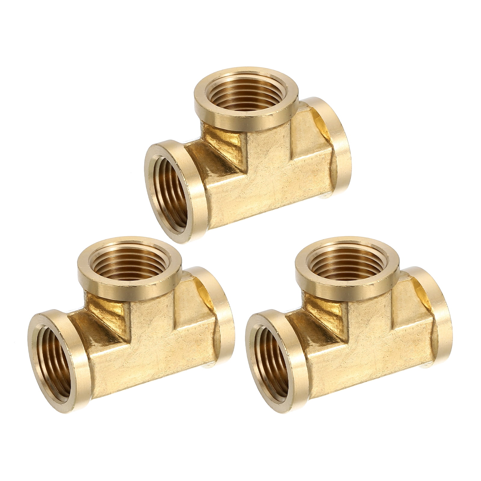 Uxcell Brass Tee Pipe Fitting, NPT1/2" x NPT1/2" x NPT1/2" 3 Way T ...