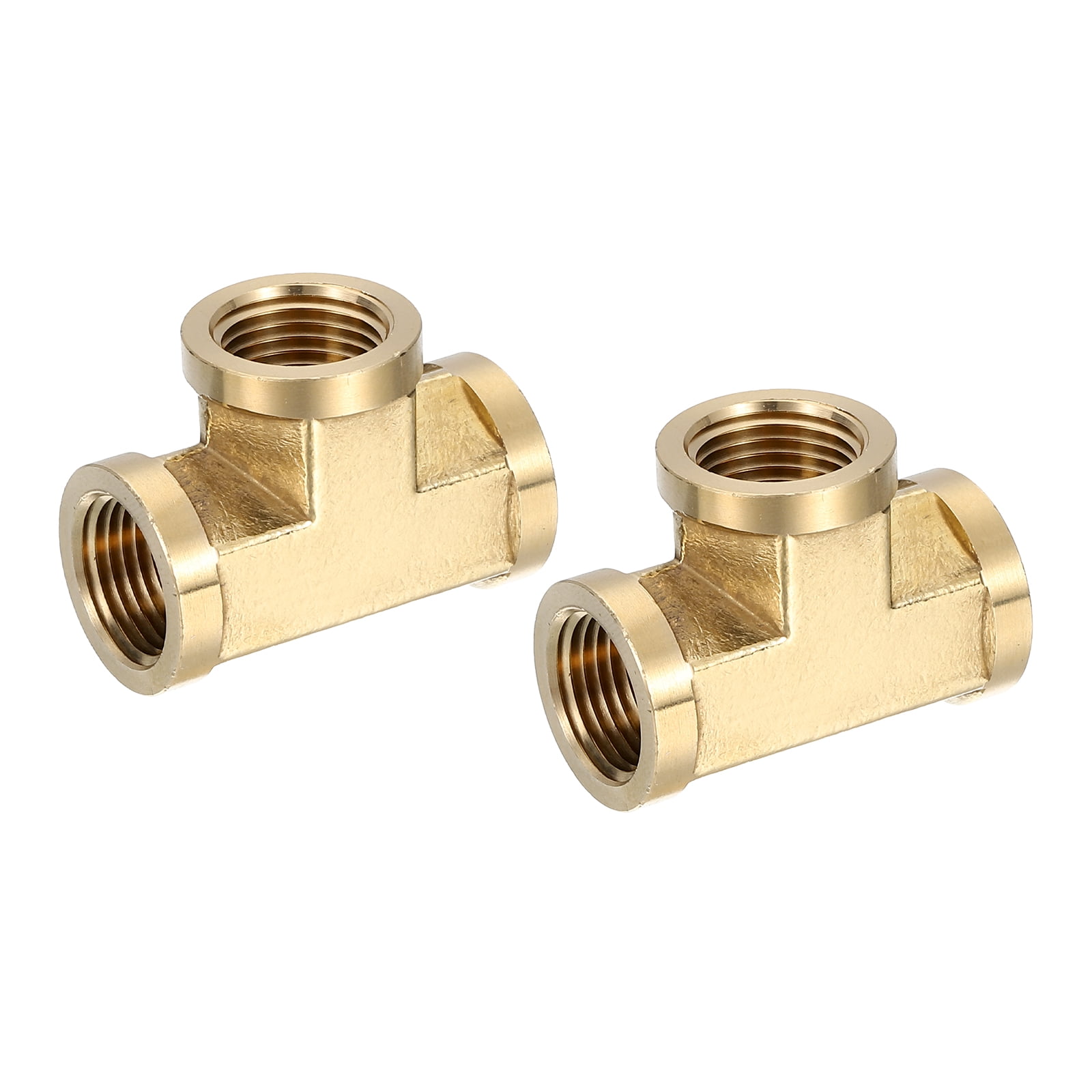 Uxcell Brass Tee Pipe Fitting, NPT3/8" x NPT3/8" x NPT3/8" 3 Way T ...