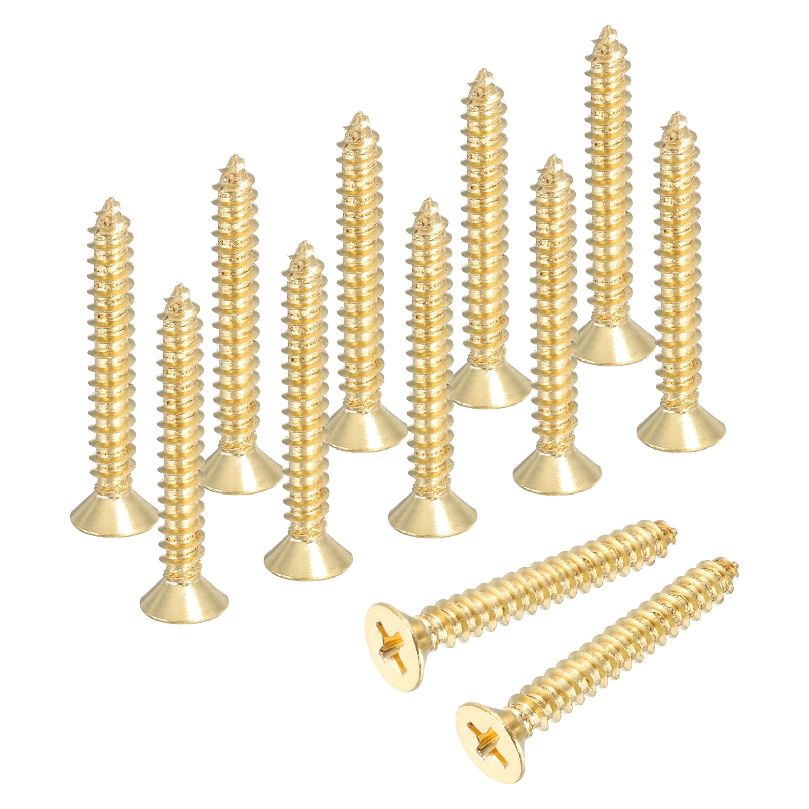 Uxcell Brass Wood Screws, M5 x 35mm Phillips Self-Tapping Furniture ...