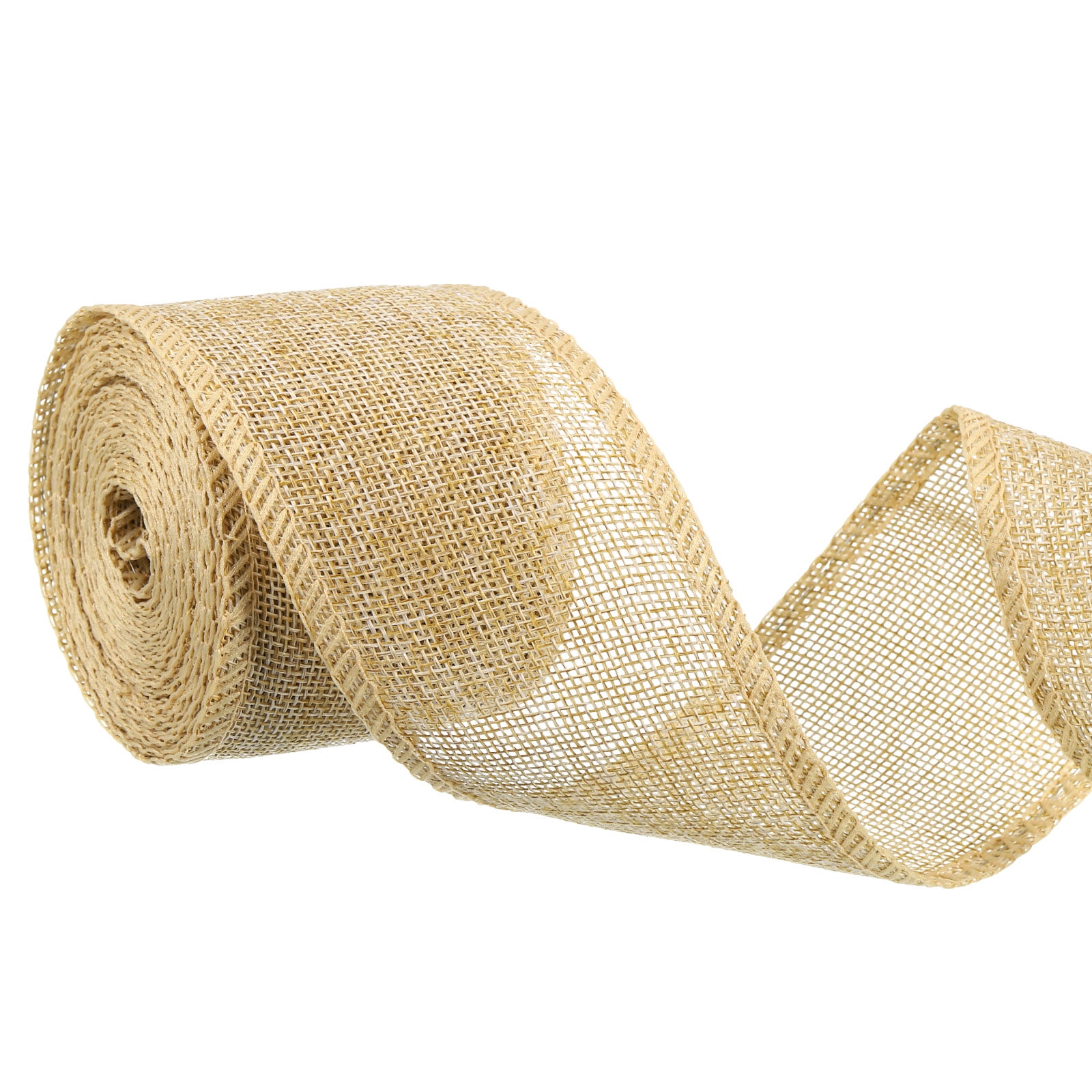 Uxcell Burlap Wired Ribbons, 2.4inch x 5yards Natural Burlap Weave ...