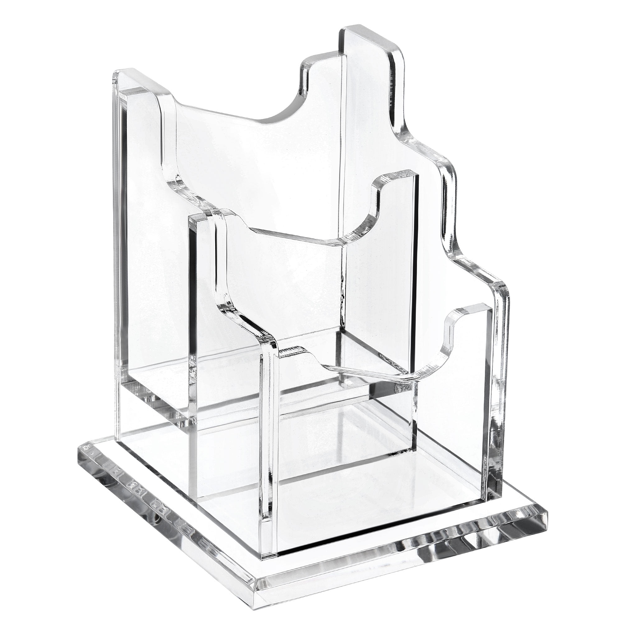Uxcell Business Card Holder Acrylic Vertical 2 Slots Desktop Card ...