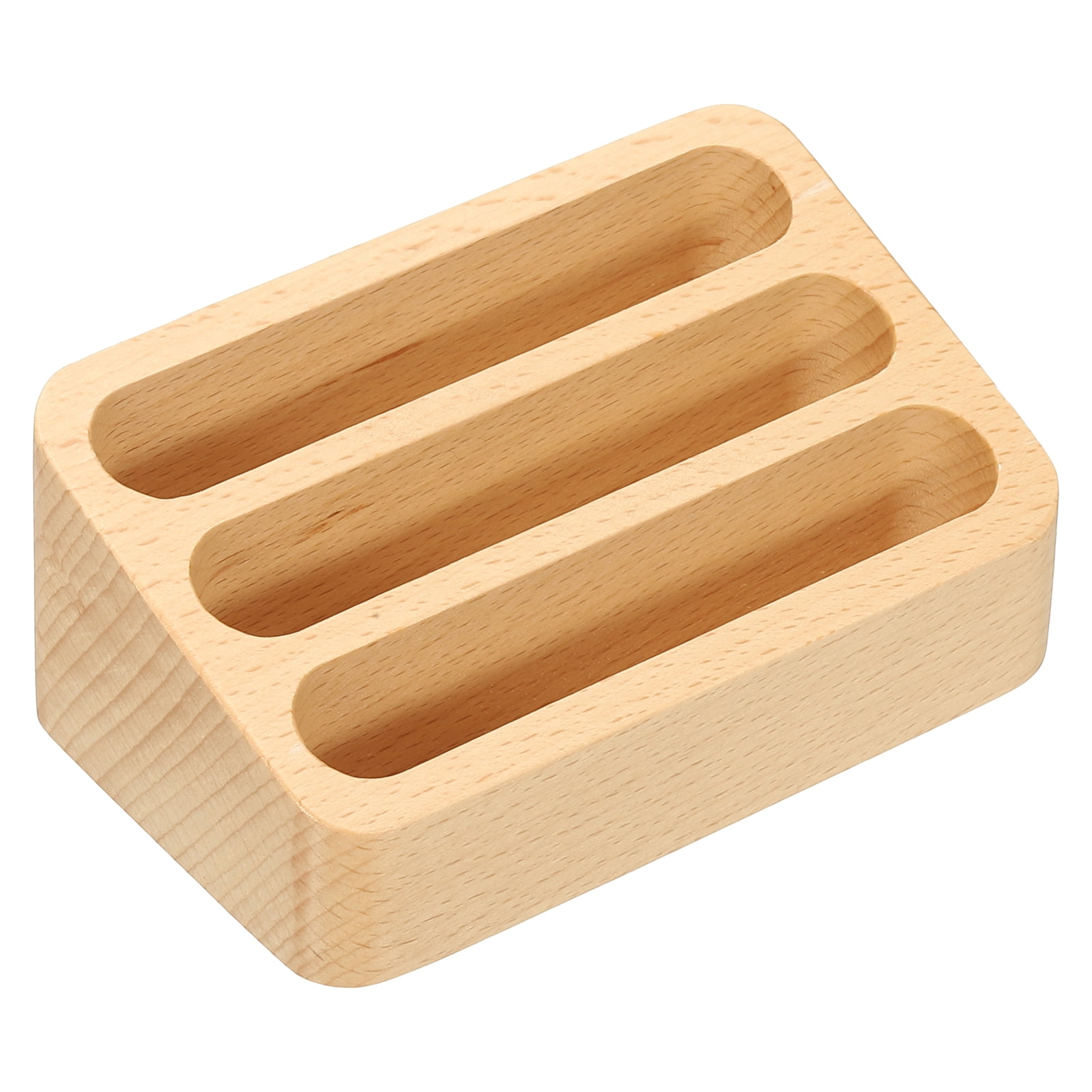 Uxcell Business Card Holder for Desk, 3 Grids Wood Card Stand Organizer ...