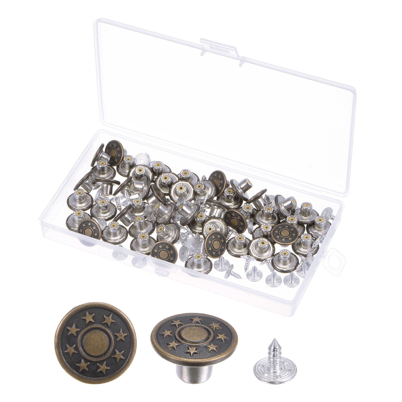 Uxcell Button Pins for Jeans Adjustable 15mm Embossed Pattern, Bronze ...