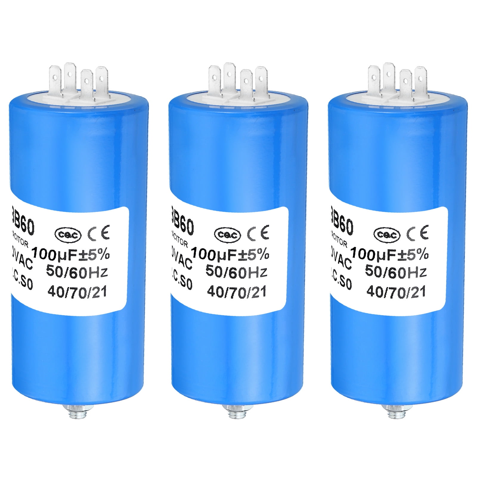 Uxcell CBB60 100uf Running Capacitor,3Pcs AC 250V 4Pins 50/60Hz ...