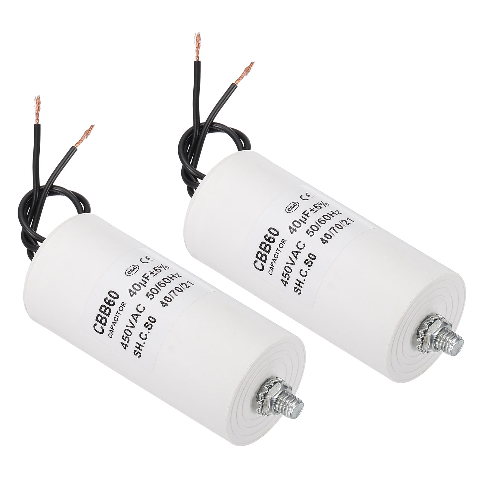 Uxcell CBB60 10uF Running Capacitor, AC 450V 2 Wires 50/60Hz Cylinder ...