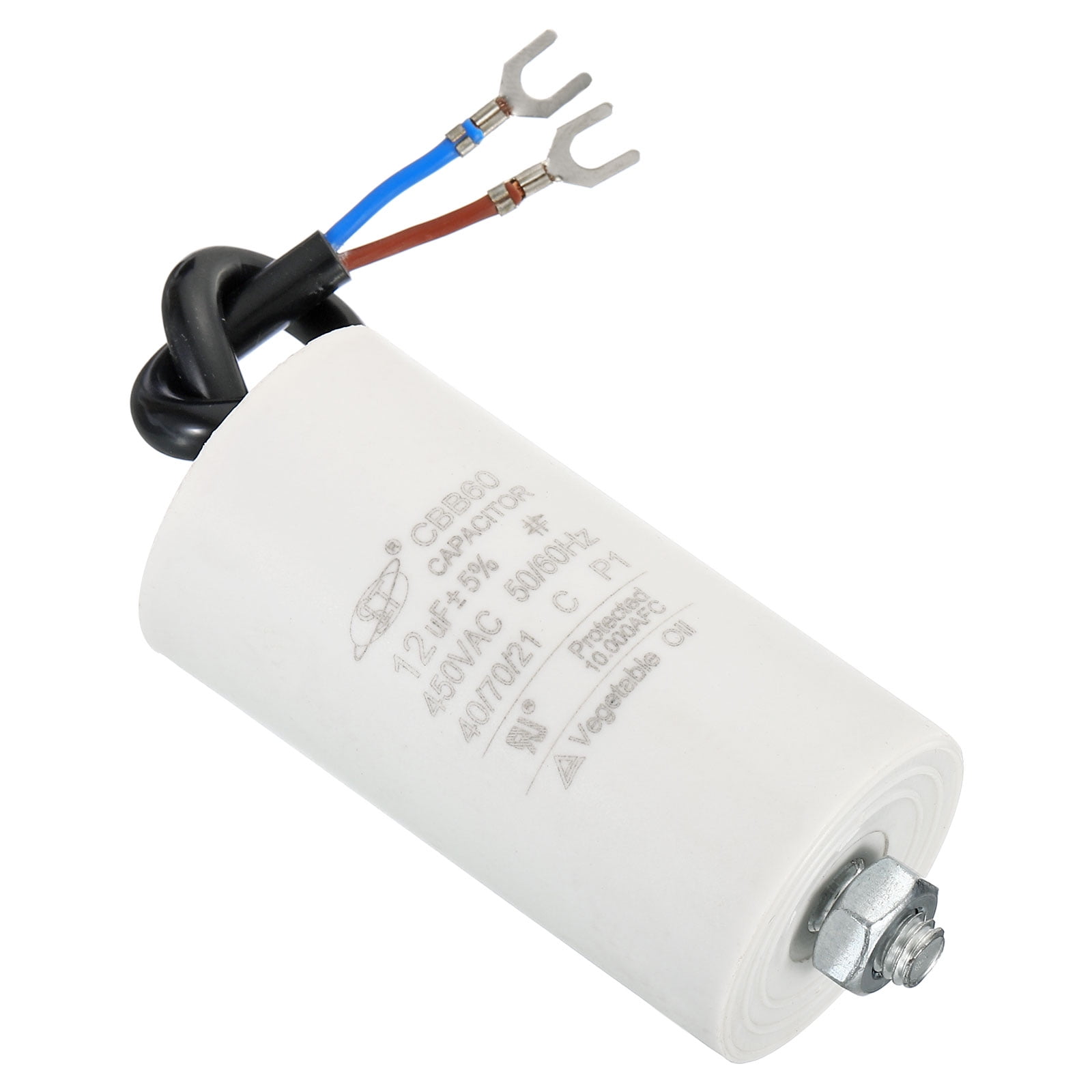 Uxcell CBB60 12uF Run Capacitor, AC450V 2 Wires 50/60Hz Cylinder with ...