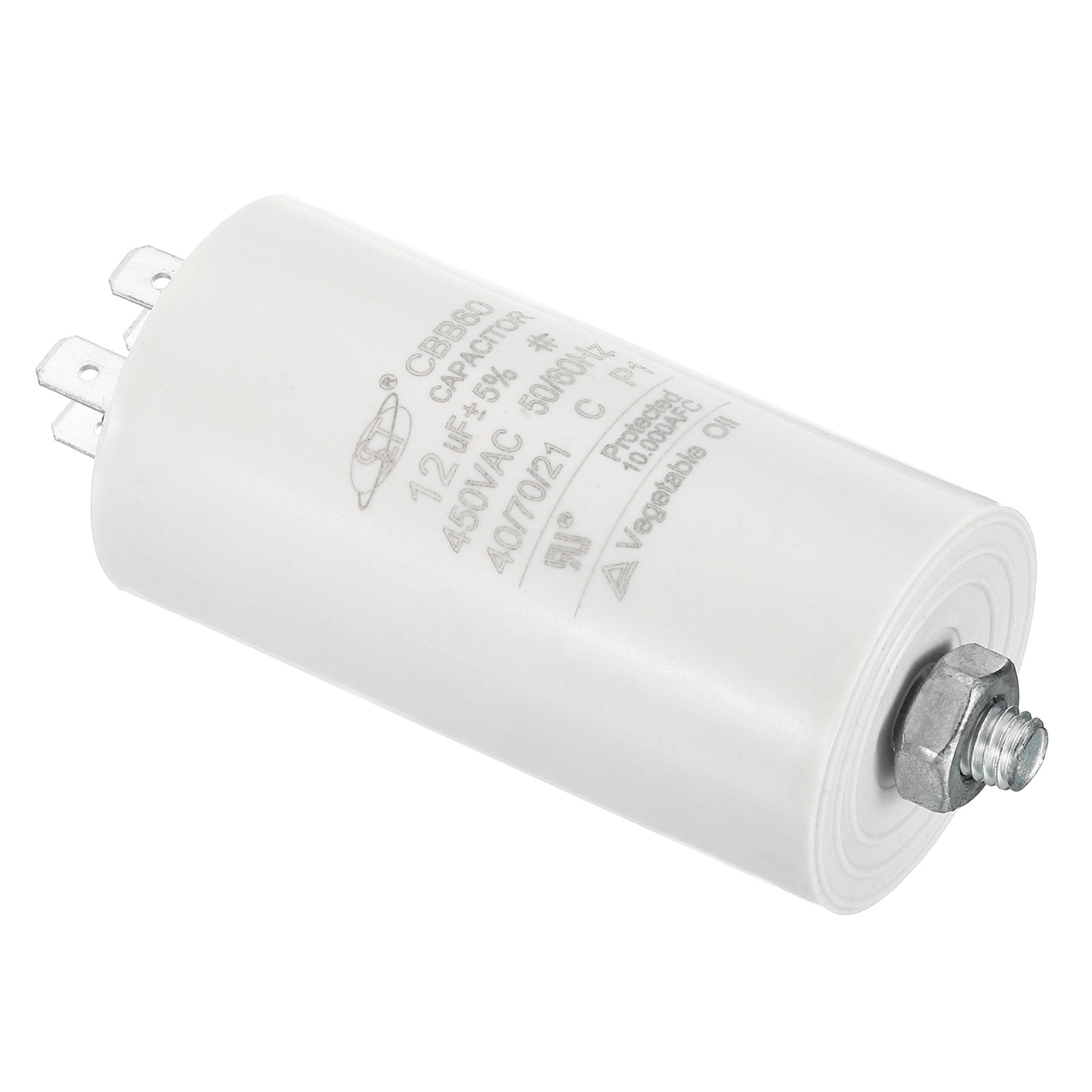 Uxcell CBB60 12uF Run Capacitor, AC450V 4 Pins 50/60Hz Cylinder with ...