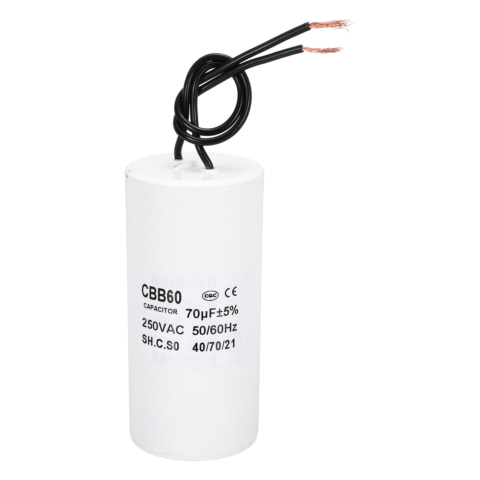 CBB60 70uf Running Capacitor,1Pcs AC 250V 2 Wires 50/60Hz Cylinder ...