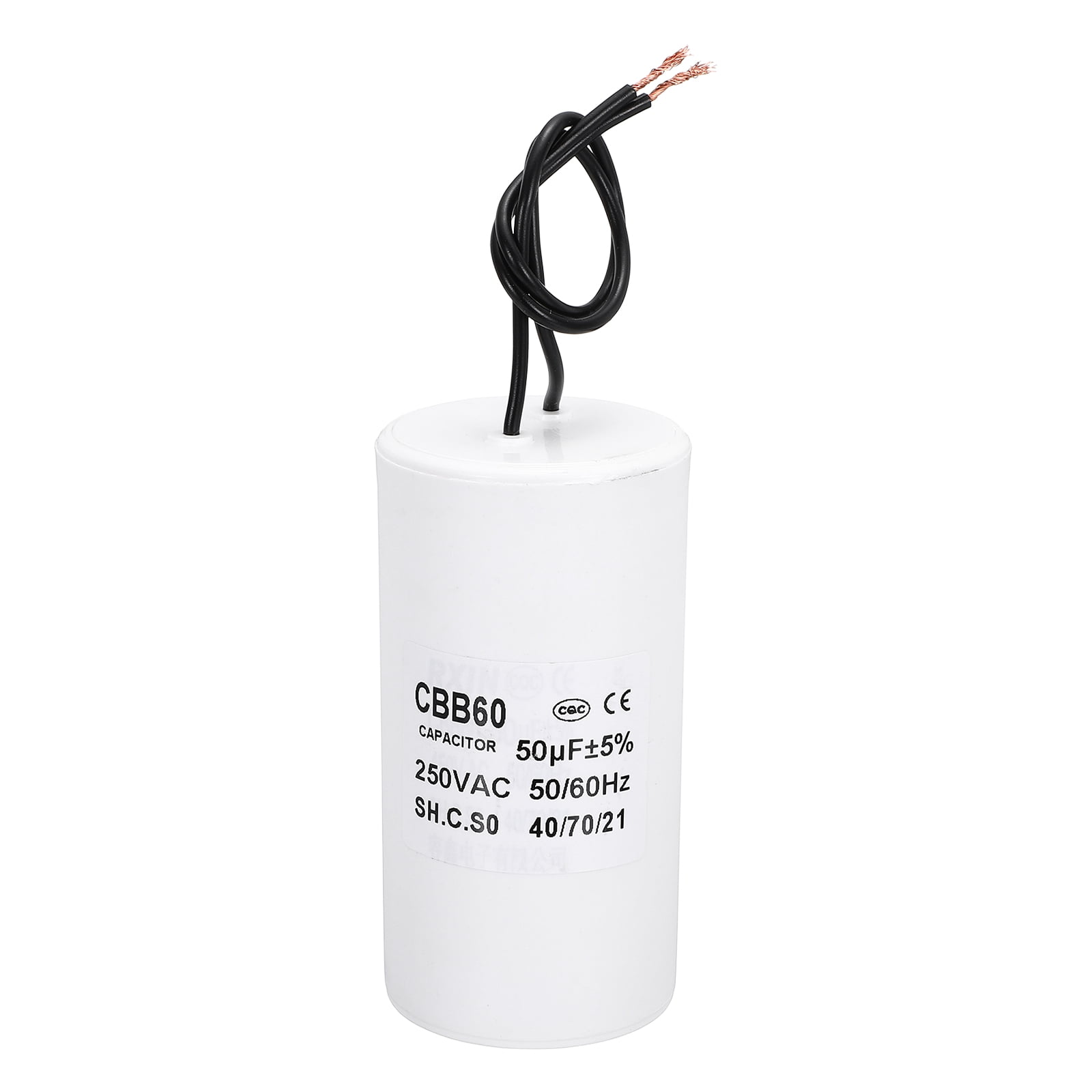 CBB60 50uf Running Capacitor,1Pcs AC 250V 2 Wires 50/60Hz Cylinder ...