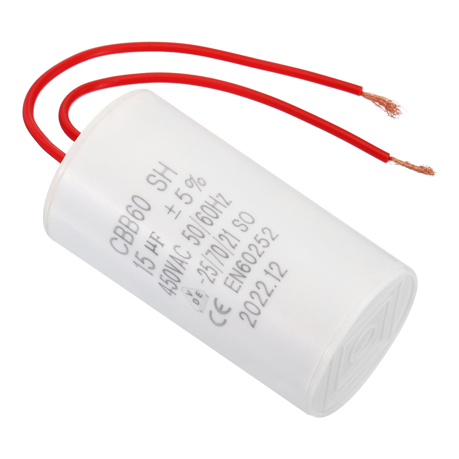 Uxcell CBB60 15uF Running Capacitor,AC 450V 50/60Hz with 2 Wires 12cm ...