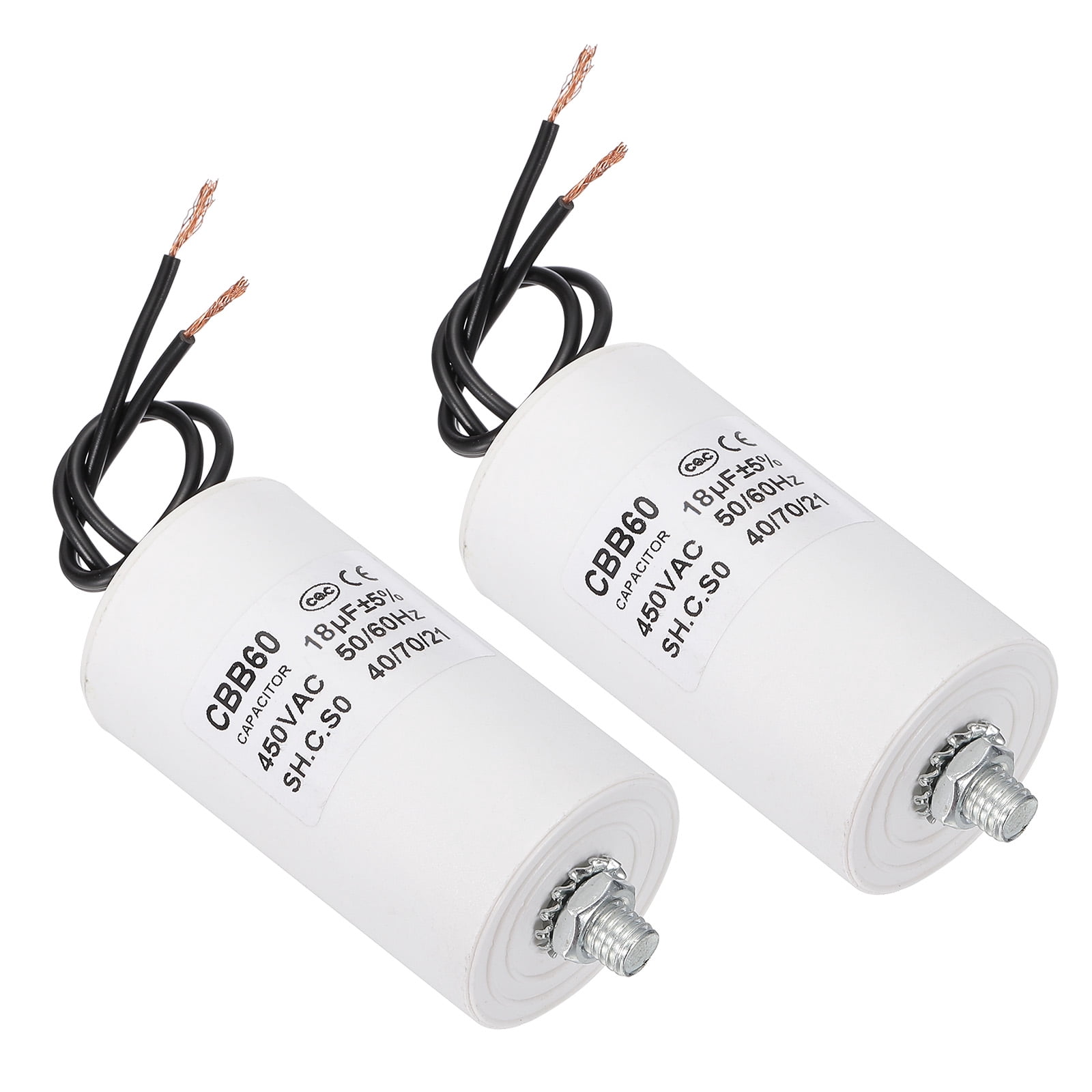 Uxcell CBB60 18uF Running Capacitor,2Pcs AC 450V 2 Wire 50/60Hz ...