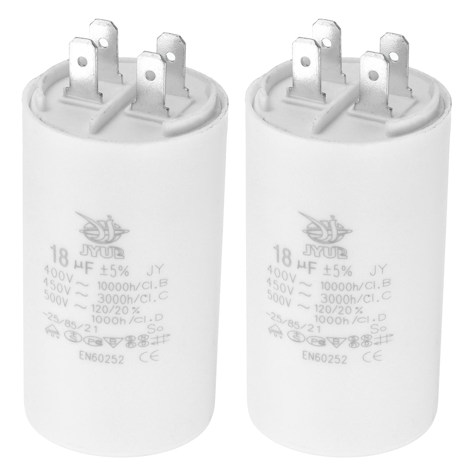 Uxcell CBB60 18uf Run Capacitor,2Pcs AC450V 4Pin Double Insert for ...