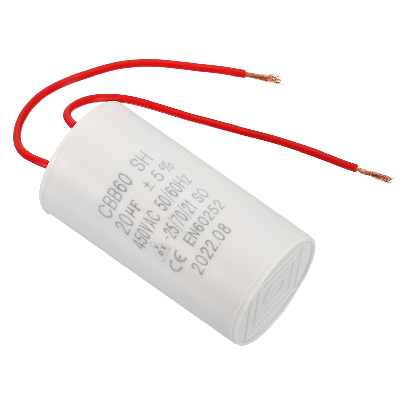 Uxcell CBB60 20uF Running Capacitor,AC 450V 50/60Hz with 2 Wires 12cm ...