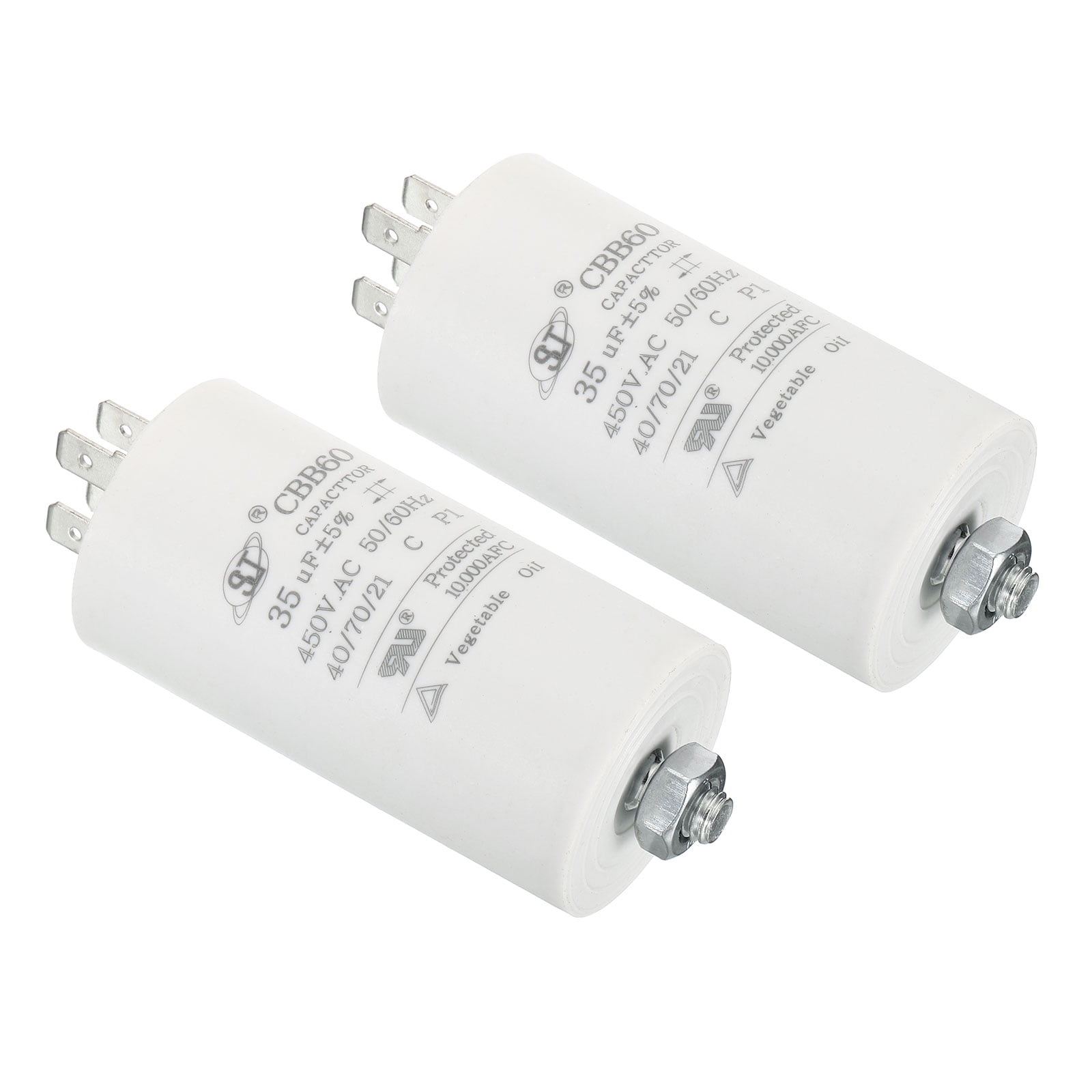 Uxcell CBB60 35uF Run Capacitor,2Pcs AC450V 4 Pins 50/60Hz Cylinder ...