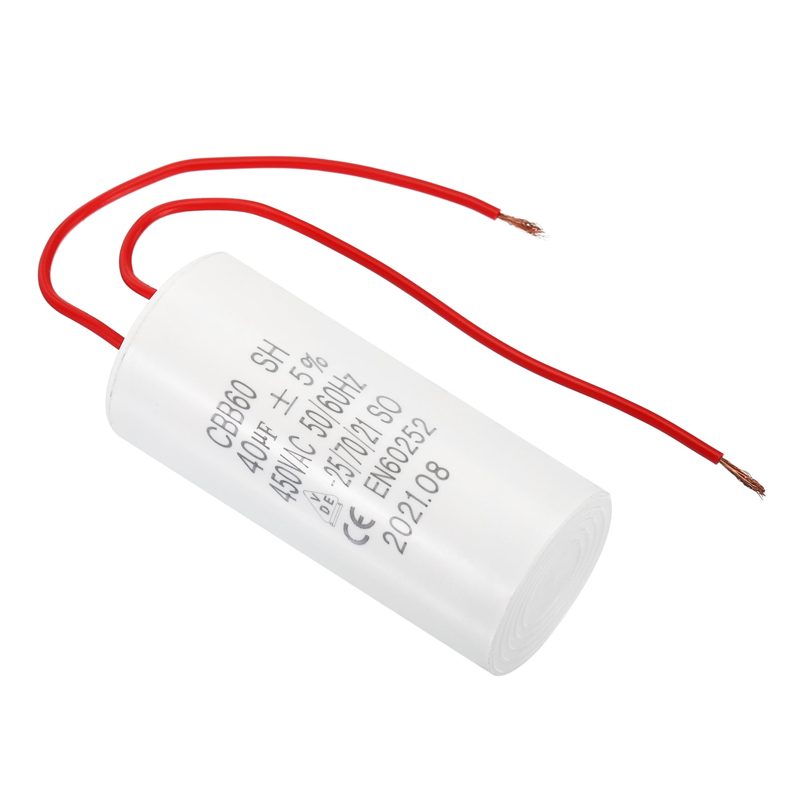 Uxcell CBB60 40uF Running Capacitor,AC 450V 50/60Hz with 2 Wires 16cm ...
