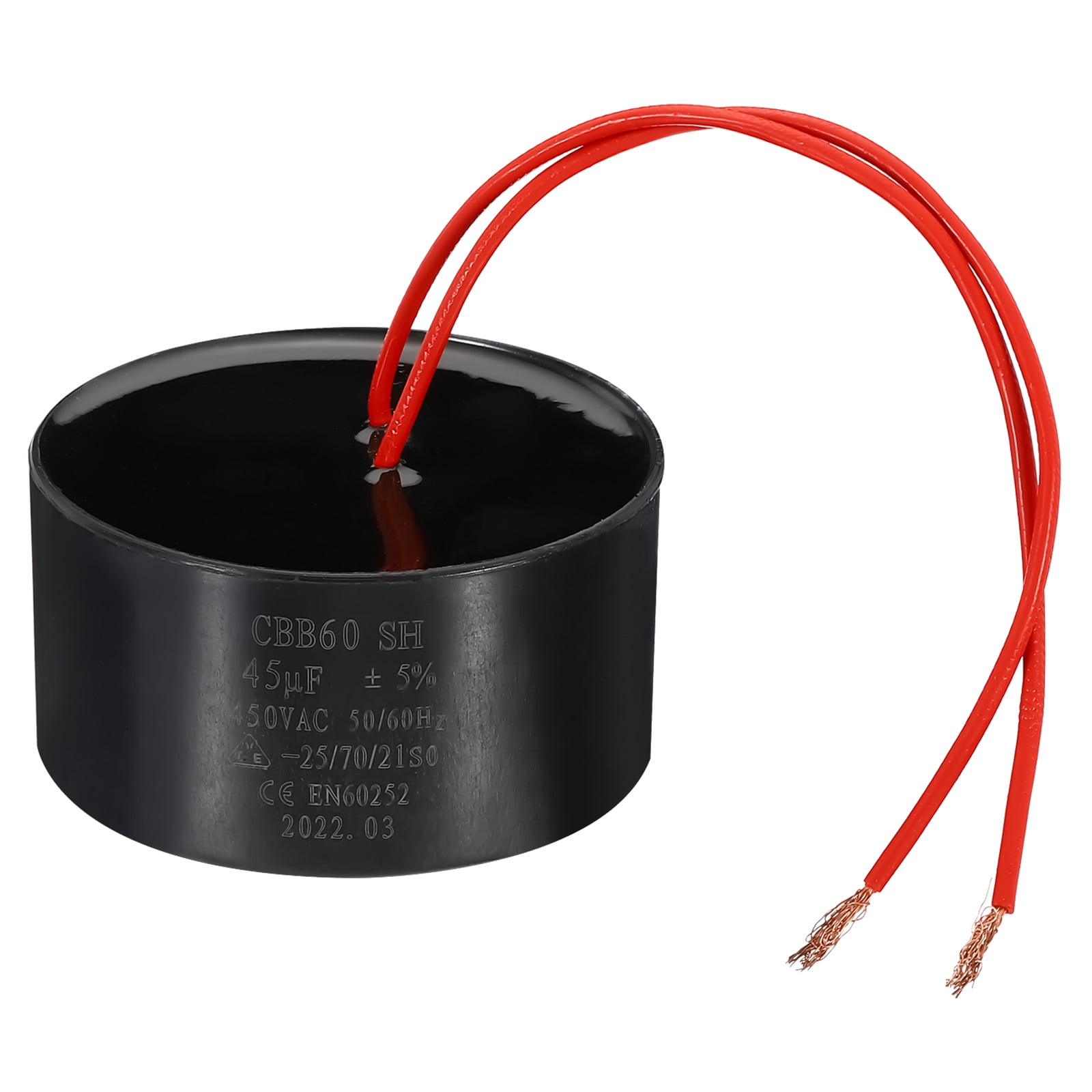 Uxcell CBB60 45uf Running Capacitor,AC 450V 50/60Hz with 2 Red Wires ...