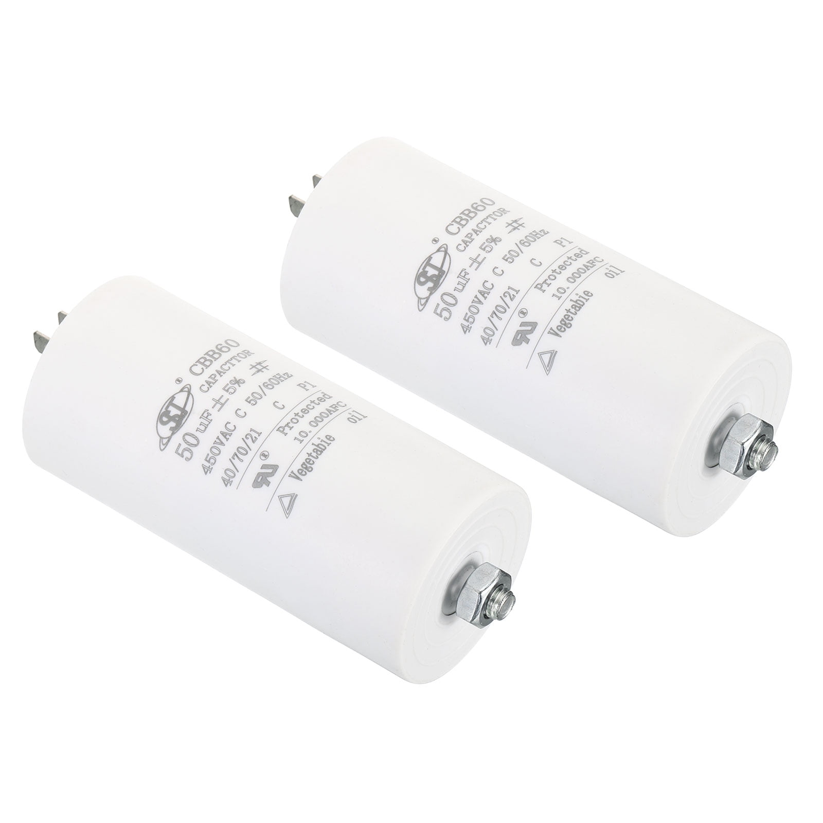 Uxcell CBB60 50uF Run Capacitor,2Pcs AC450V 4 Pins 50/60Hz Cylinder ...