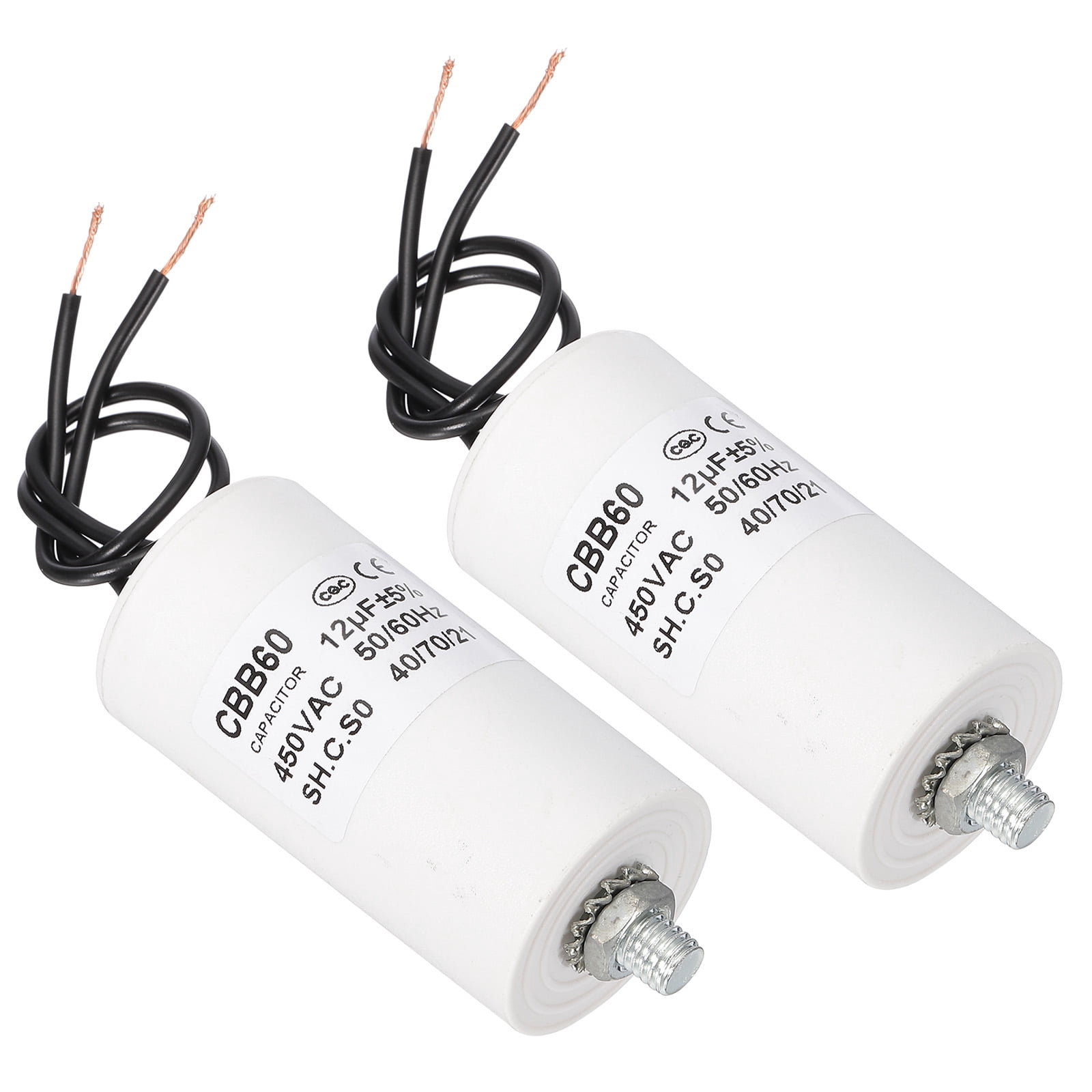Uxcell CBB60 50uF Running Capacitor, AC 450V 2 Wires 50/60Hz Cylinder ...
