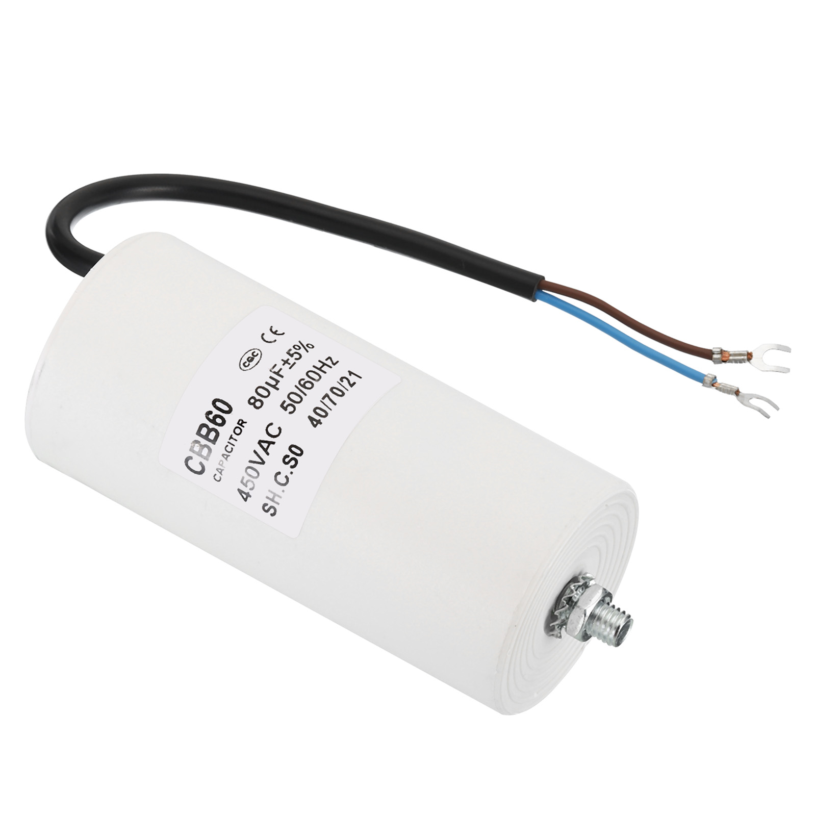 Uxcell CBB60 80uf Running Capacitor,AC 450V U Terminal Wires 50/60Hz ...