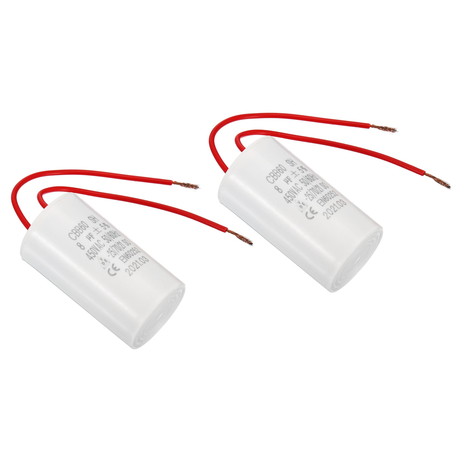 Uxcell CBB60 8uF Running Capacitor,2Pcs AC450V 50/60Hz with 2 Wires ...