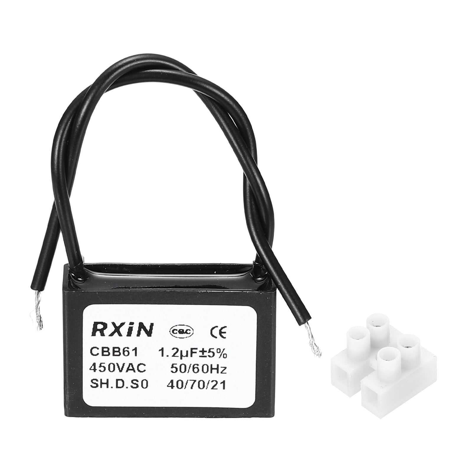 Uxcell CBB61 Capacitor, 1.2uF 450V 2-Wire Ceiling Fan Motor Starting ...