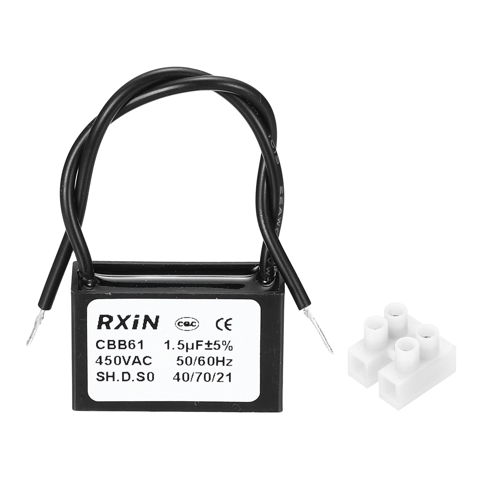 Uxcell CBB61 Capacitor, 1.5uF 450V 2-Wire Ceiling Fan Motor Starting ...