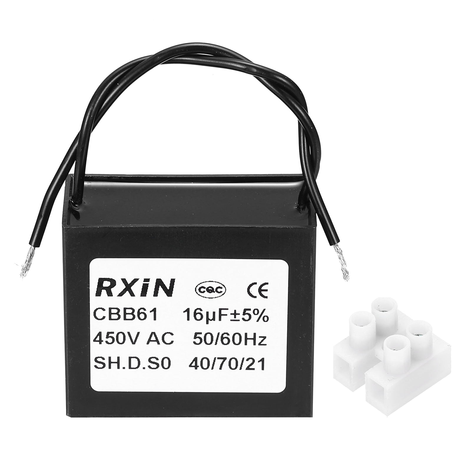 Uxcell CBB61 Capacitor, 16uF 450V 2-Wire Ceiling Fan Motor Starting ...
