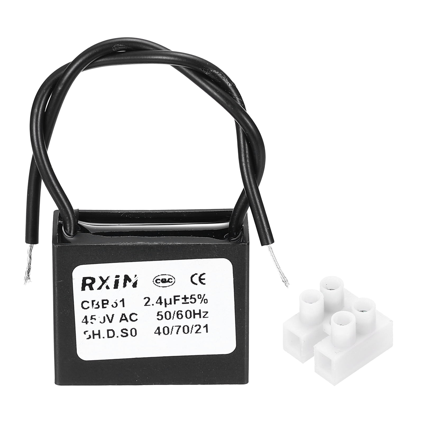 Uxcell CBB61 Capacitor, 2.4uF 450V 2-Wire Ceiling Fan Motor Starting ...