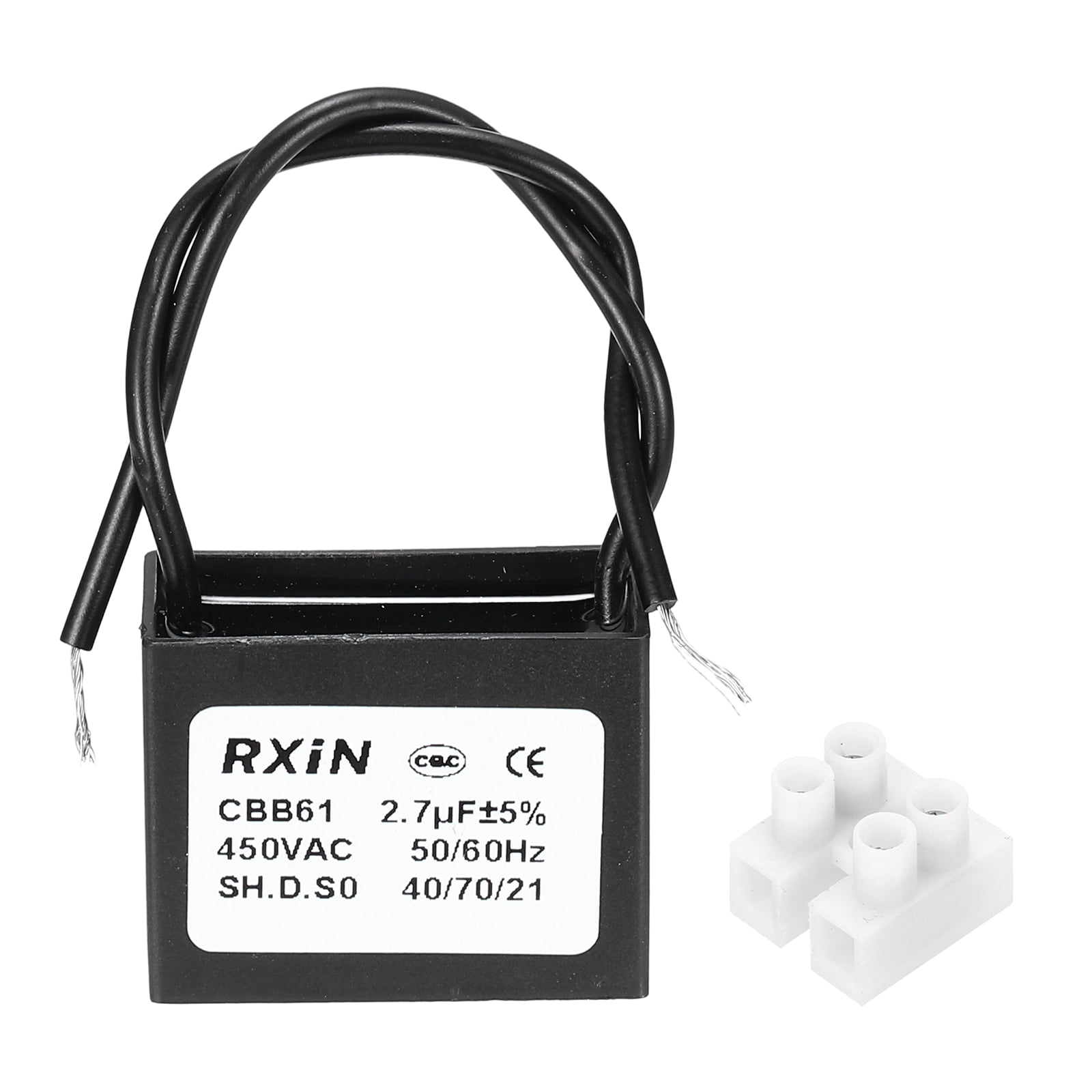 Uxcell CBB61 Capacitor, 2.7uF 450V 2-Wire Ceiling Fan Motor Starting ...