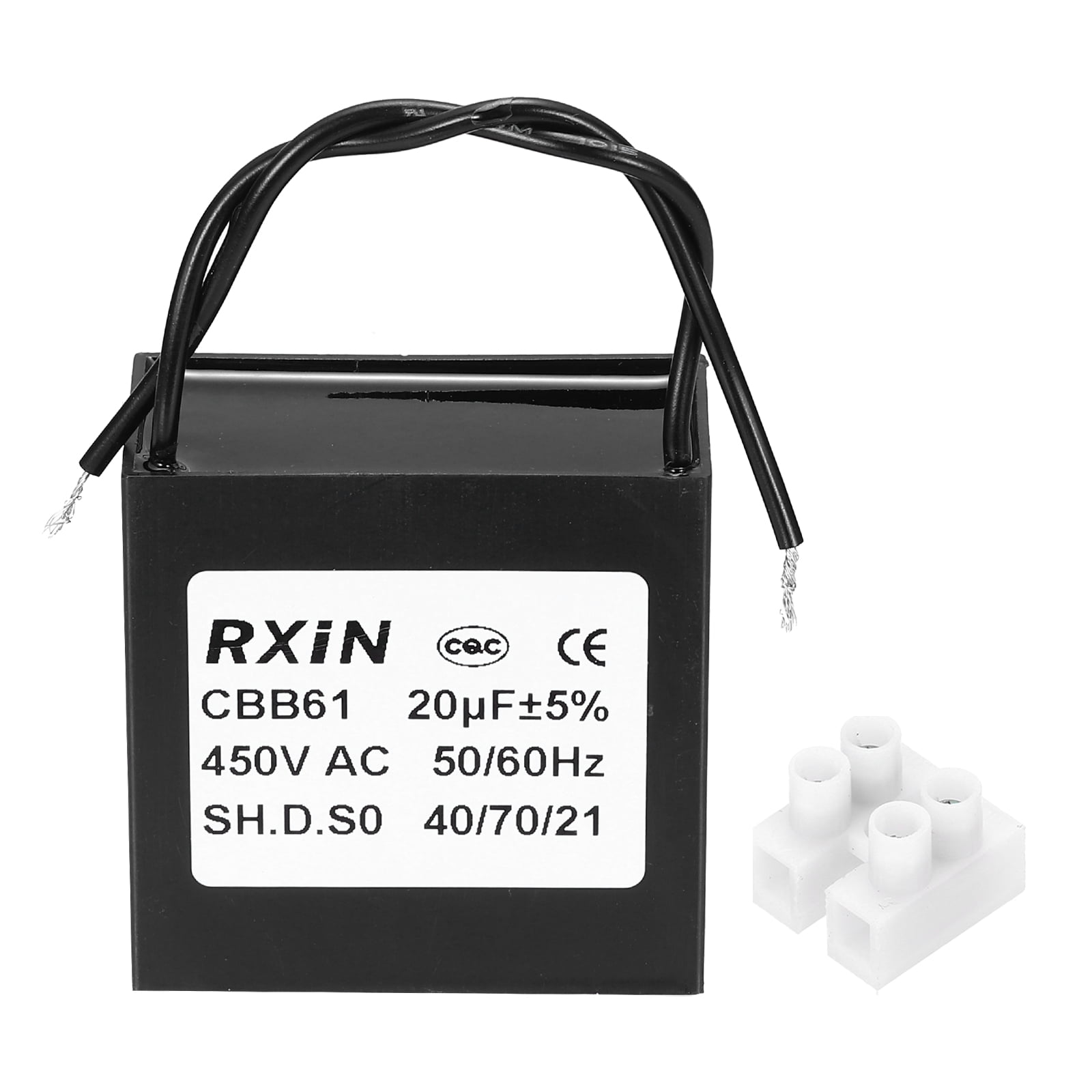 Uxcell CBB61 Capacitor, 20uF 450V 2-Wire Ceiling Fan Motor Starting ...