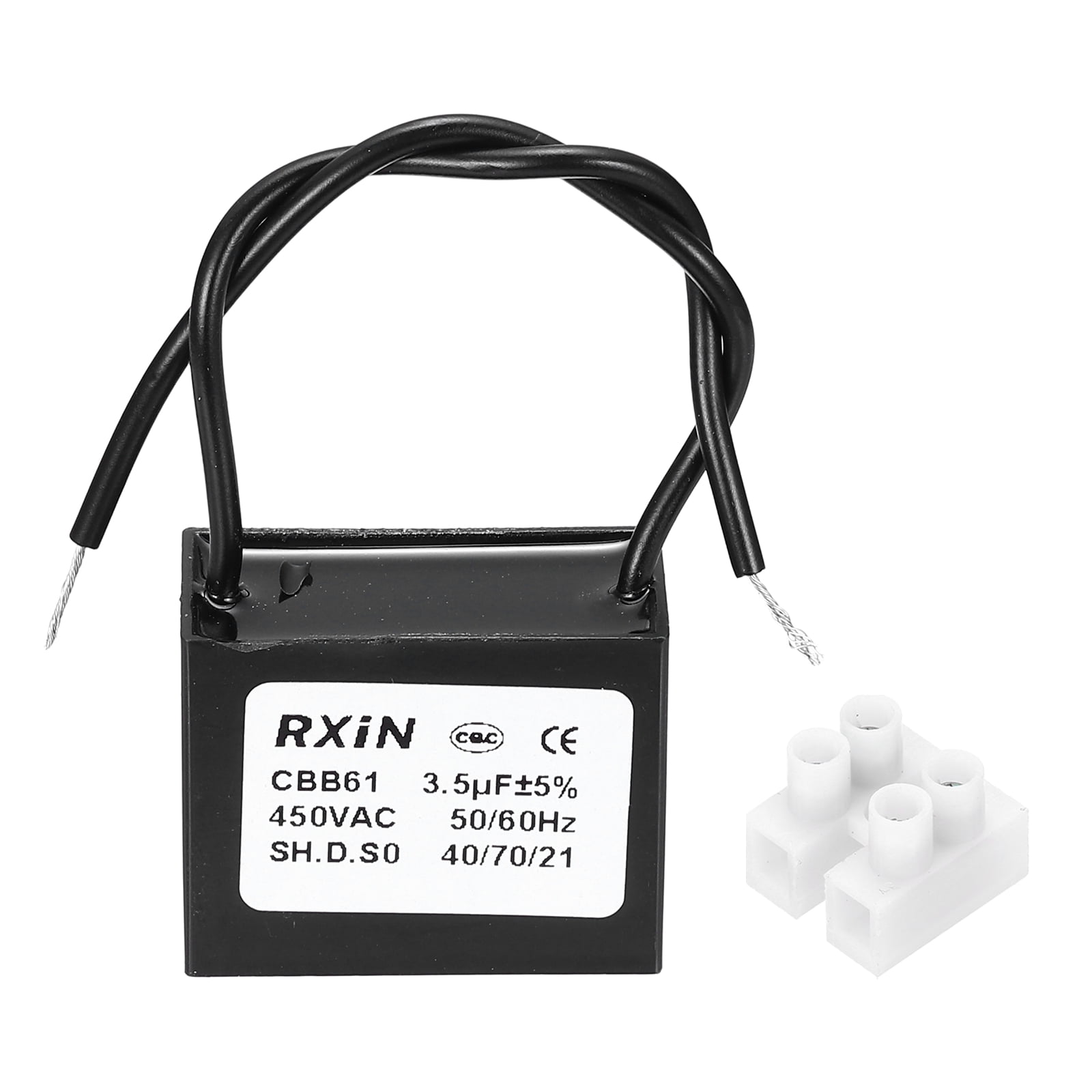 Uxcell CBB61 Capacitor, 3.5uF 450V 2-Wire Ceiling Fan Motor Starting ...