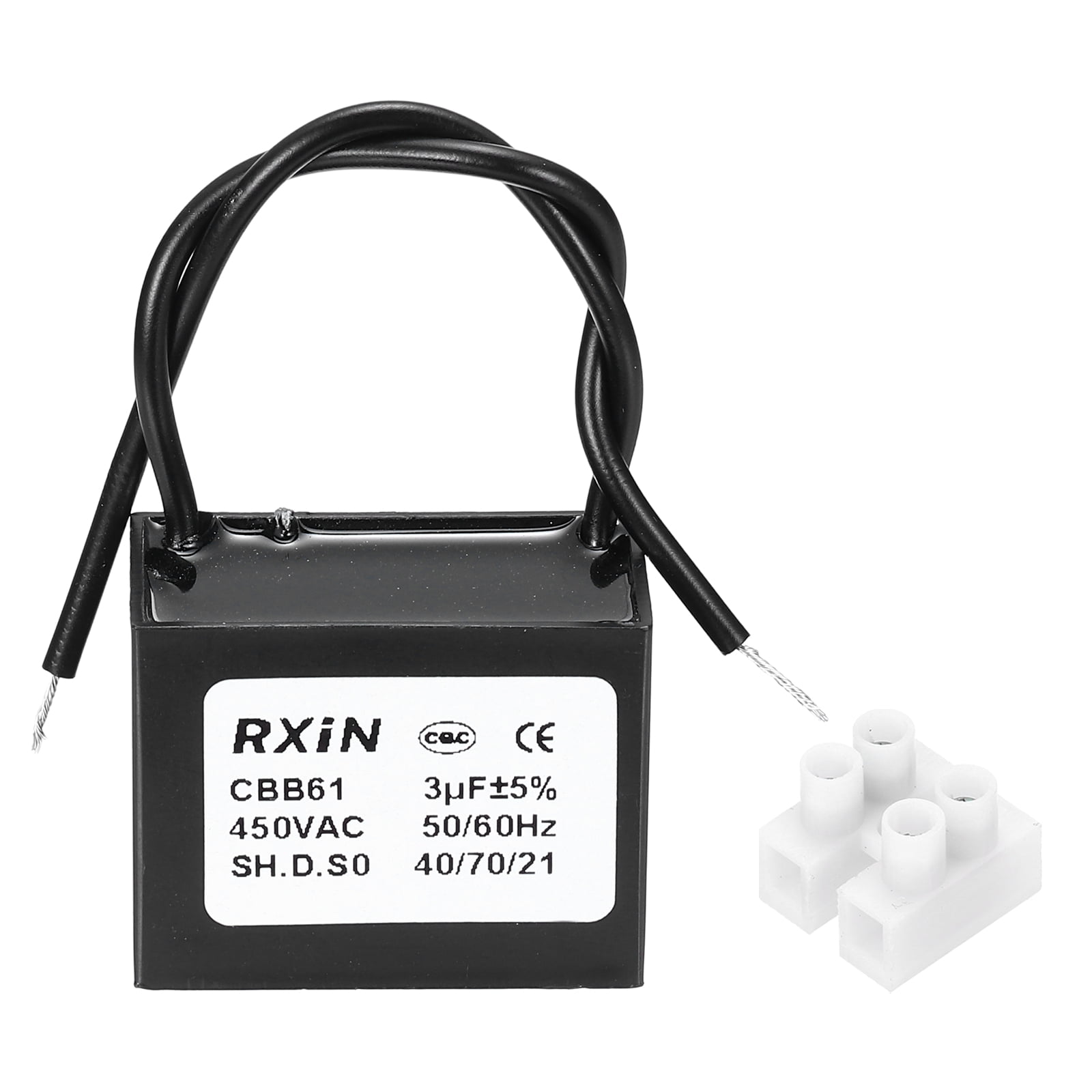 Uxcell CBB61 Capacitor, 3uF 450V 2-Wire Ceiling Fan Motor Starting ...