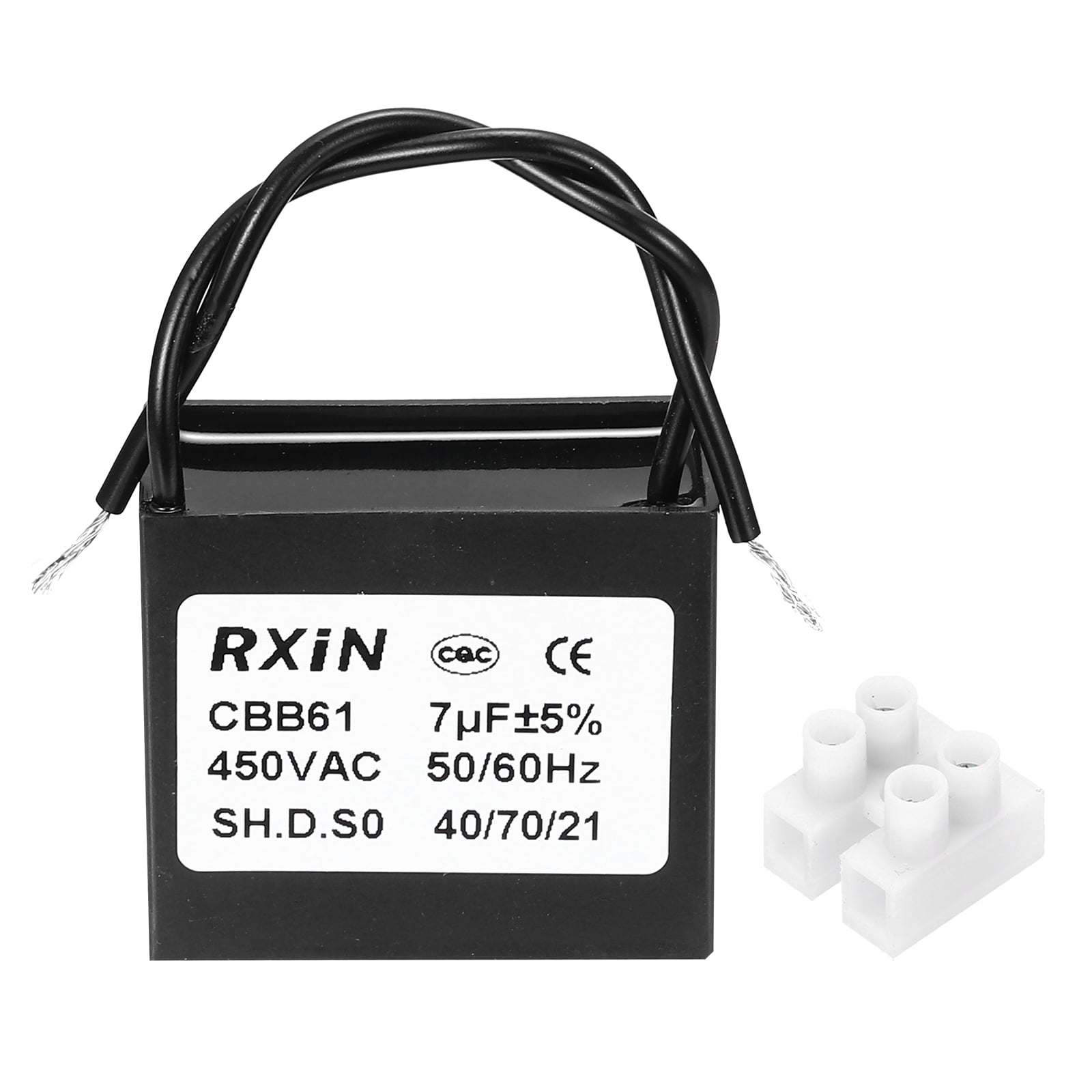 Uxcell CBB61 Capacitor, 7uF 450V 2-Wire Ceiling Fan Motor Starting ...