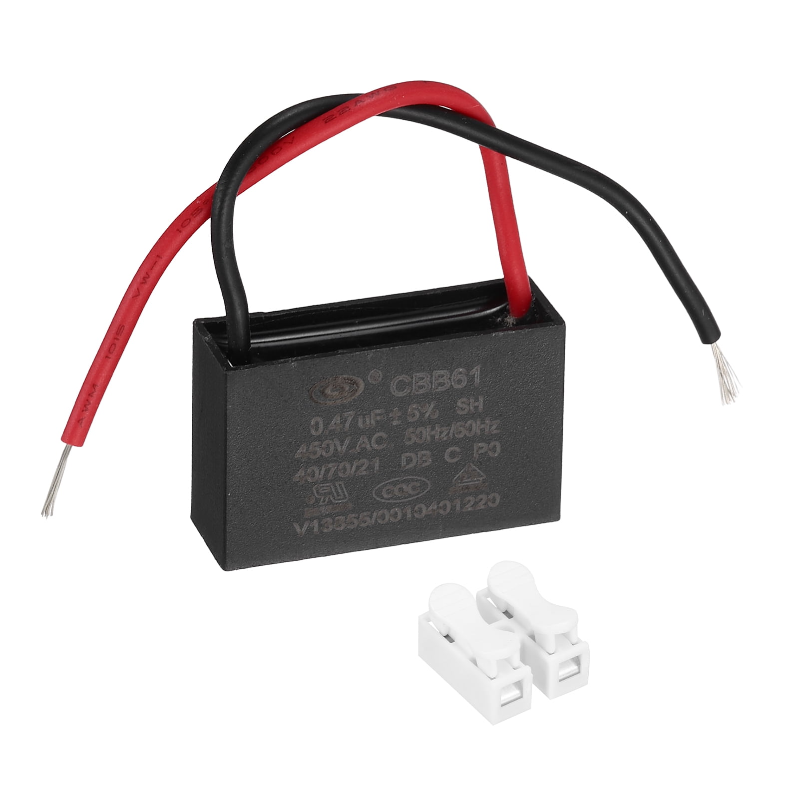 Uxcell CBB61 Ceiling Fan Capacitor, 0.47uF 450V AC 2 Wires Ceiling Fan ...